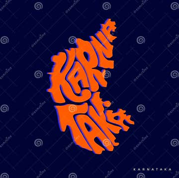Indian State Karnataka Map Lettering. Karnataka Map Lettering Stock ...