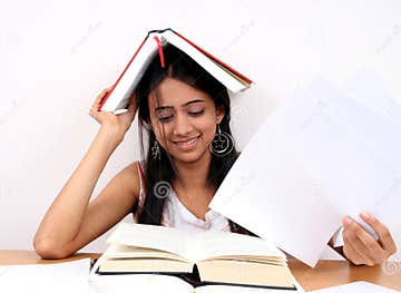 Indian student studying. stock image. Image of girl, stress - 4964785