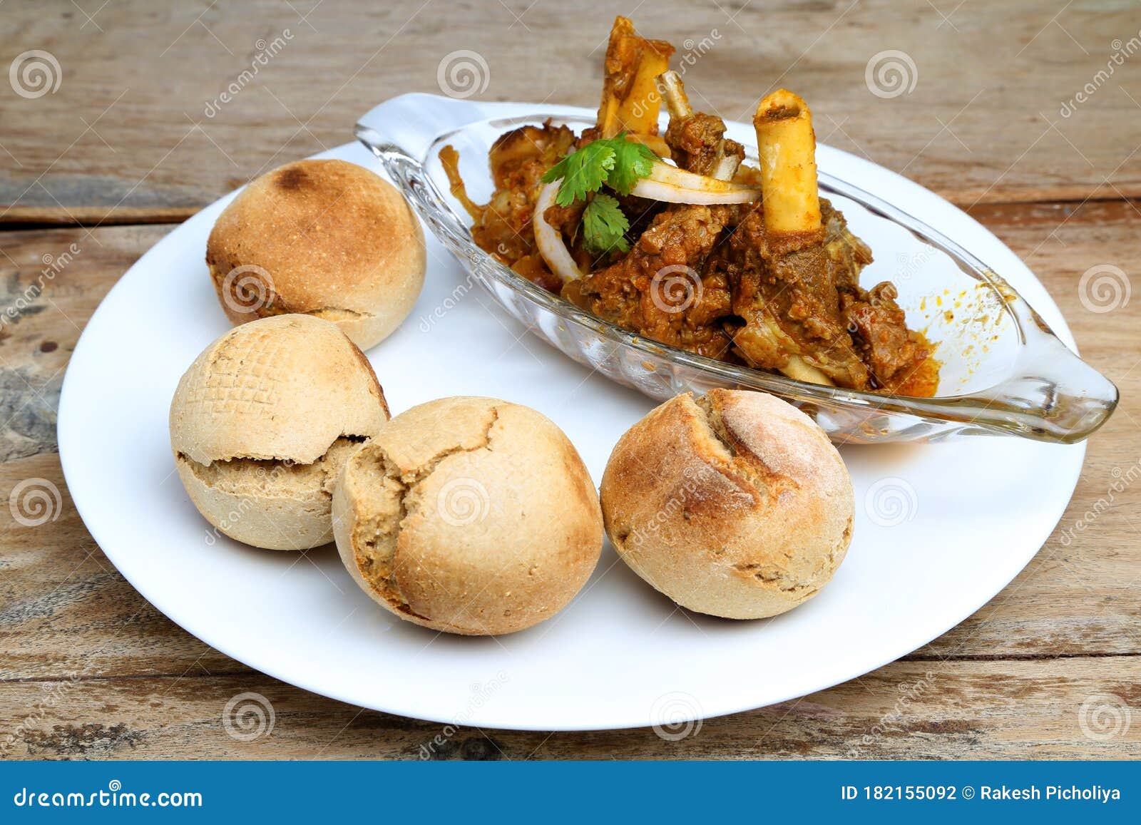 Indian Style Meat Dish or Mutton Curry with Bati Stock Photo - Image of ...