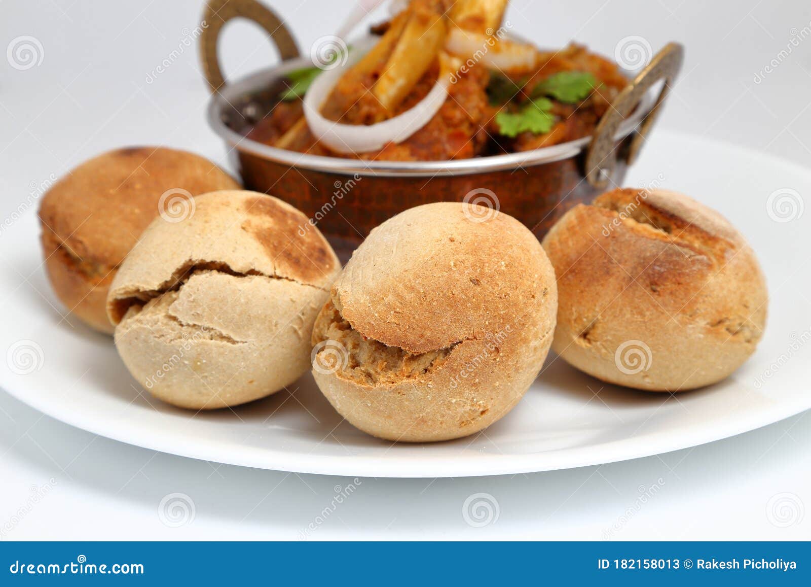 Indian Style Meat Dish or Mutton Curry with Bati Stock Image - Image of ...