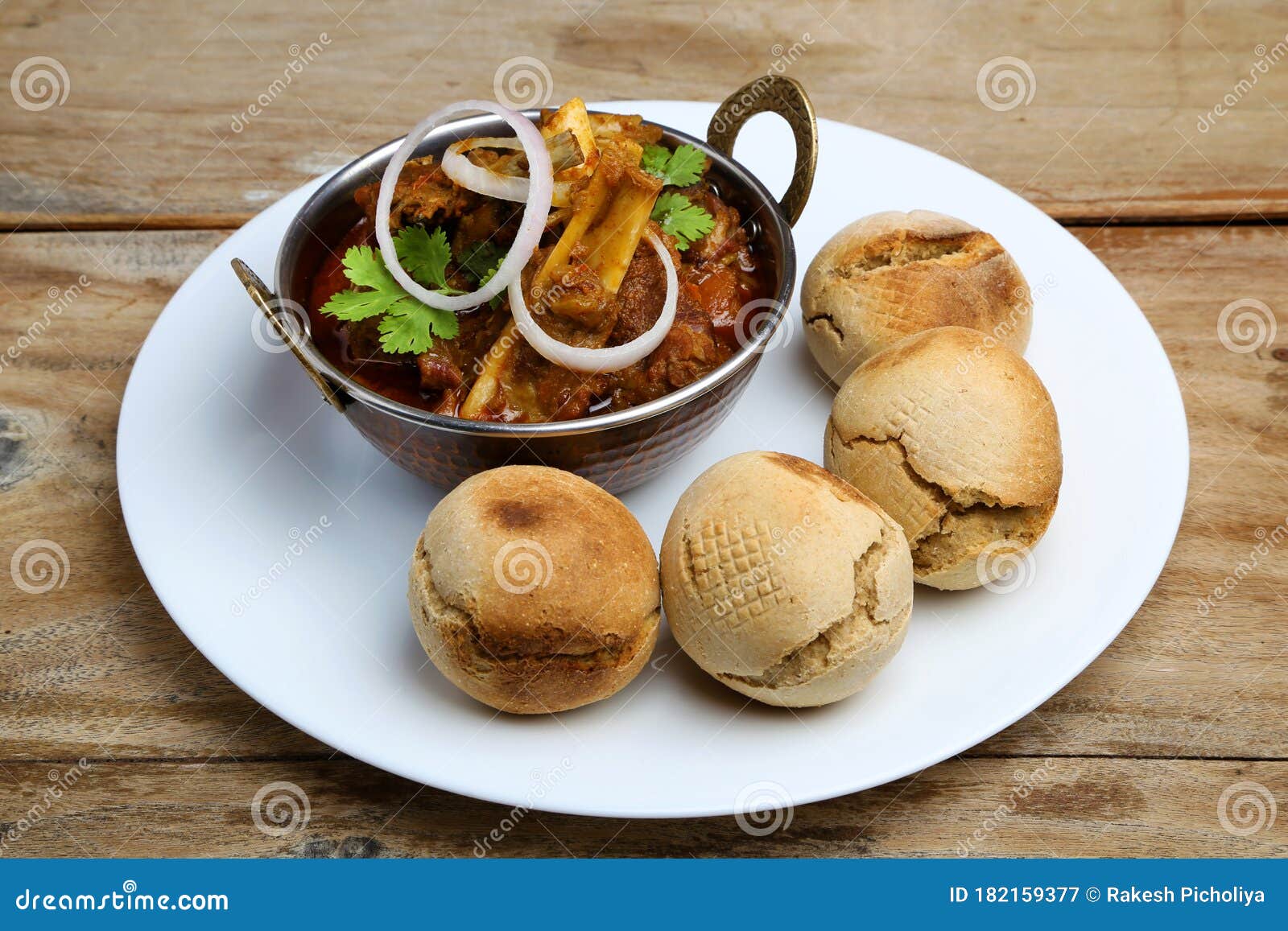 Indian Style Meat Dish or Mutton Curry with Bati Stock Image - Image of ...