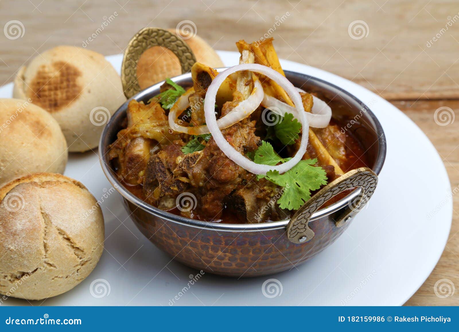 Indian Style Meat Dish or Mutton Curry with Bati Stock Photo - Image of ...