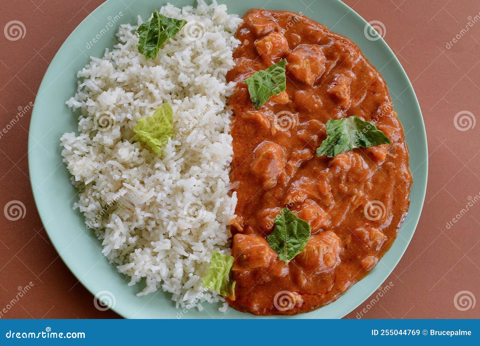 A Mild Chicken Curry with Basmati Rice Stock Image - Image of diced ...
