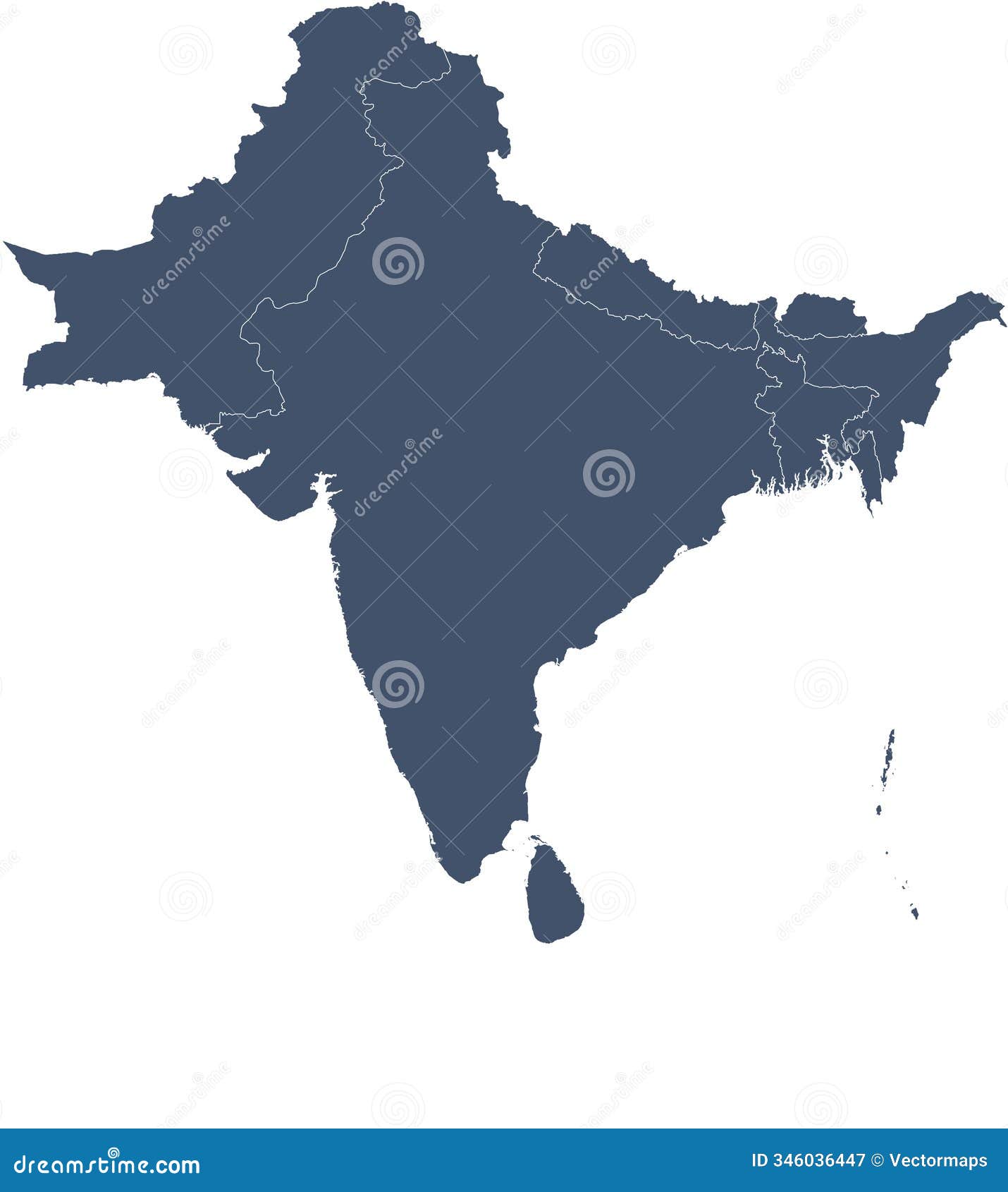 Subcontinent Map India, Pakistan, Nepal, Bhutan, Bangladesh, Sri Lanka ...