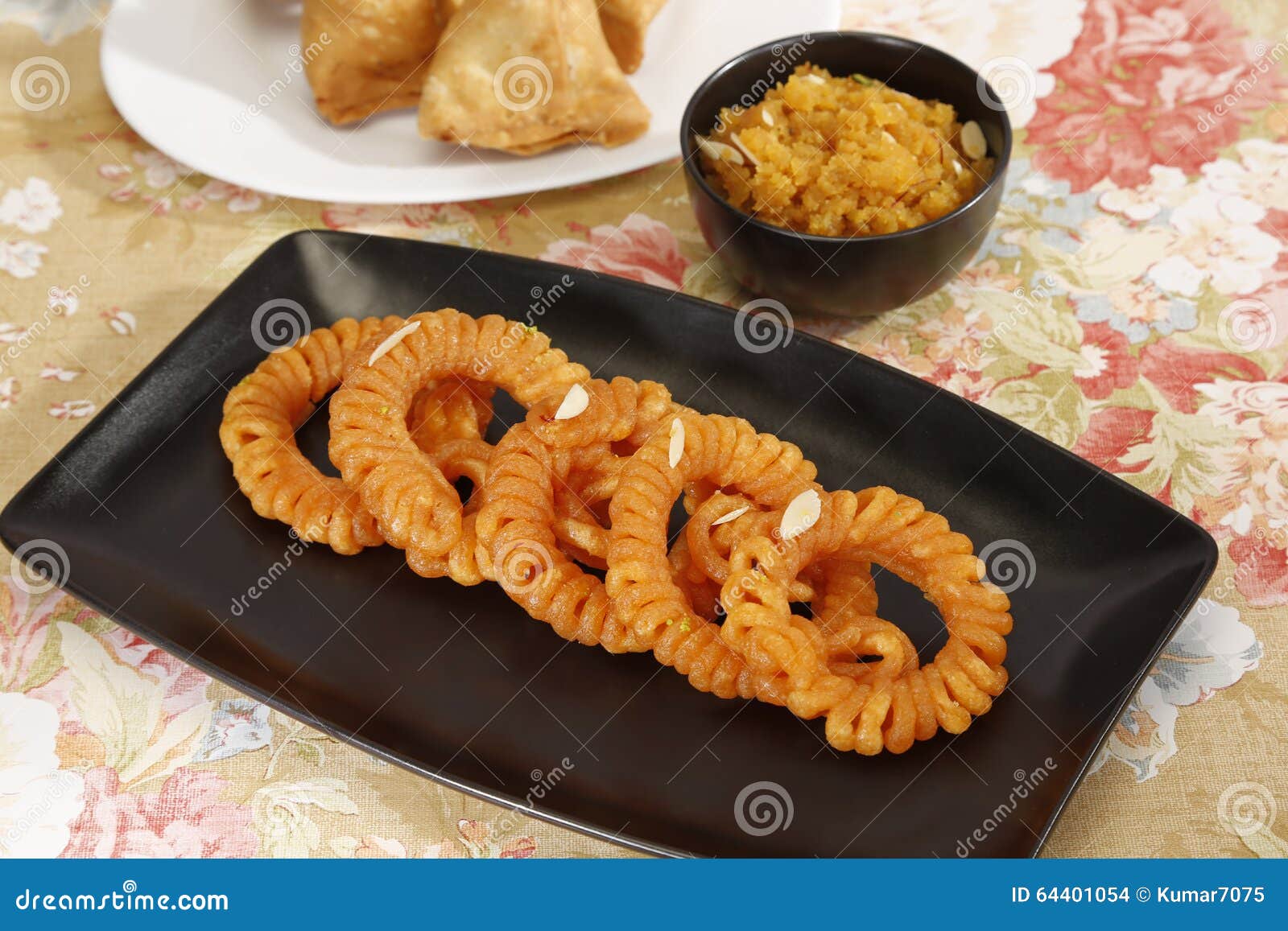 Indian Sweet Snacks Halwa & Imerti Stock Photo - Image of indian, fried ...