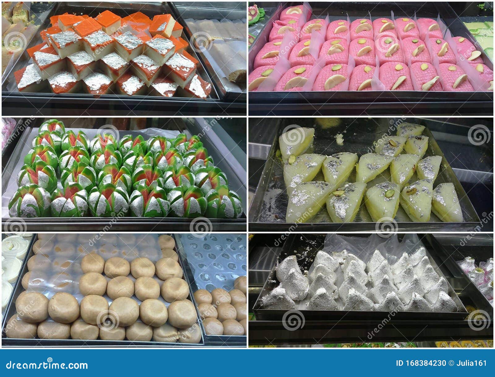 Indian sweets collage stock photo. Image of cuisine - 168384230
