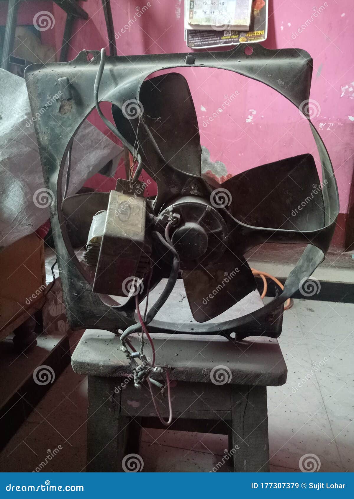 Indian Table Fan Made in Home Stock Image - Image of implementation ...