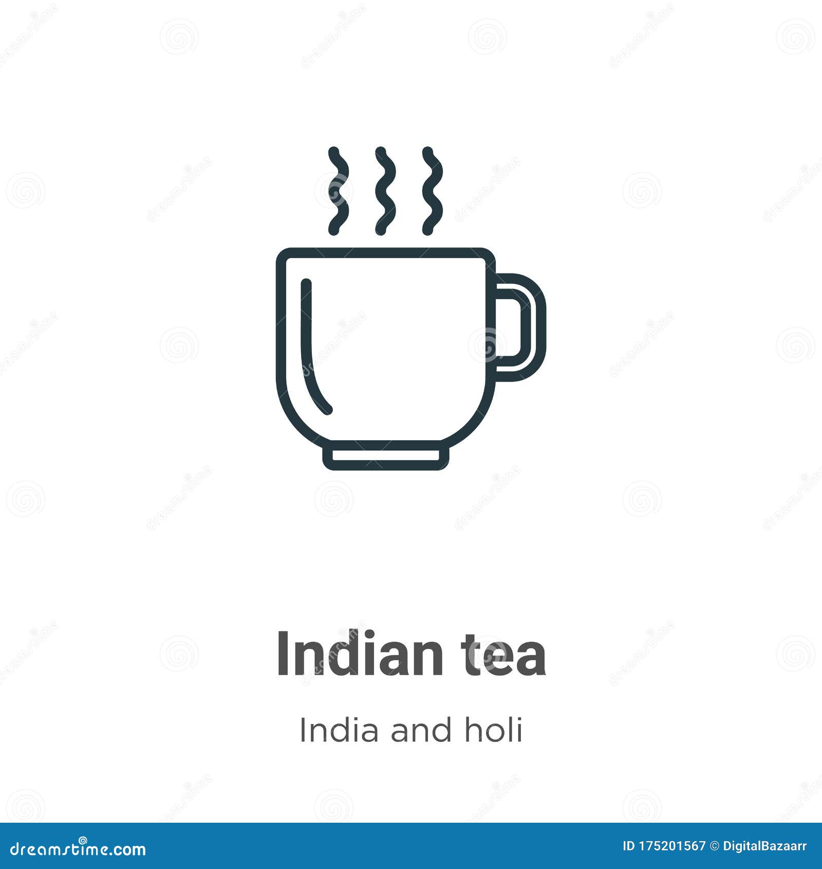Indian Tea Outline Vector Icon. Thin Line Black Indian Tea Icon, Flat ...