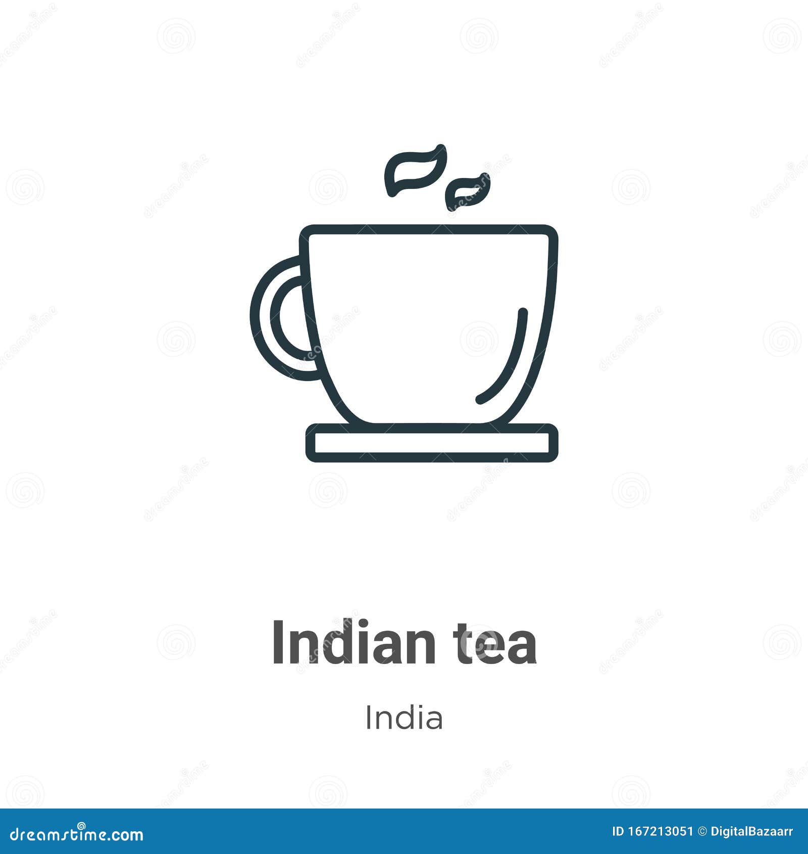 Indian Tea Outline Vector Icon. Thin Line Black Indian Tea Icon, Flat ...