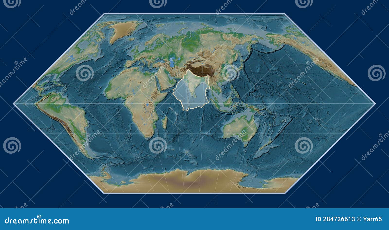 Indian Tectonic Plate. Physical. Eckert I. Stock Illustration ...