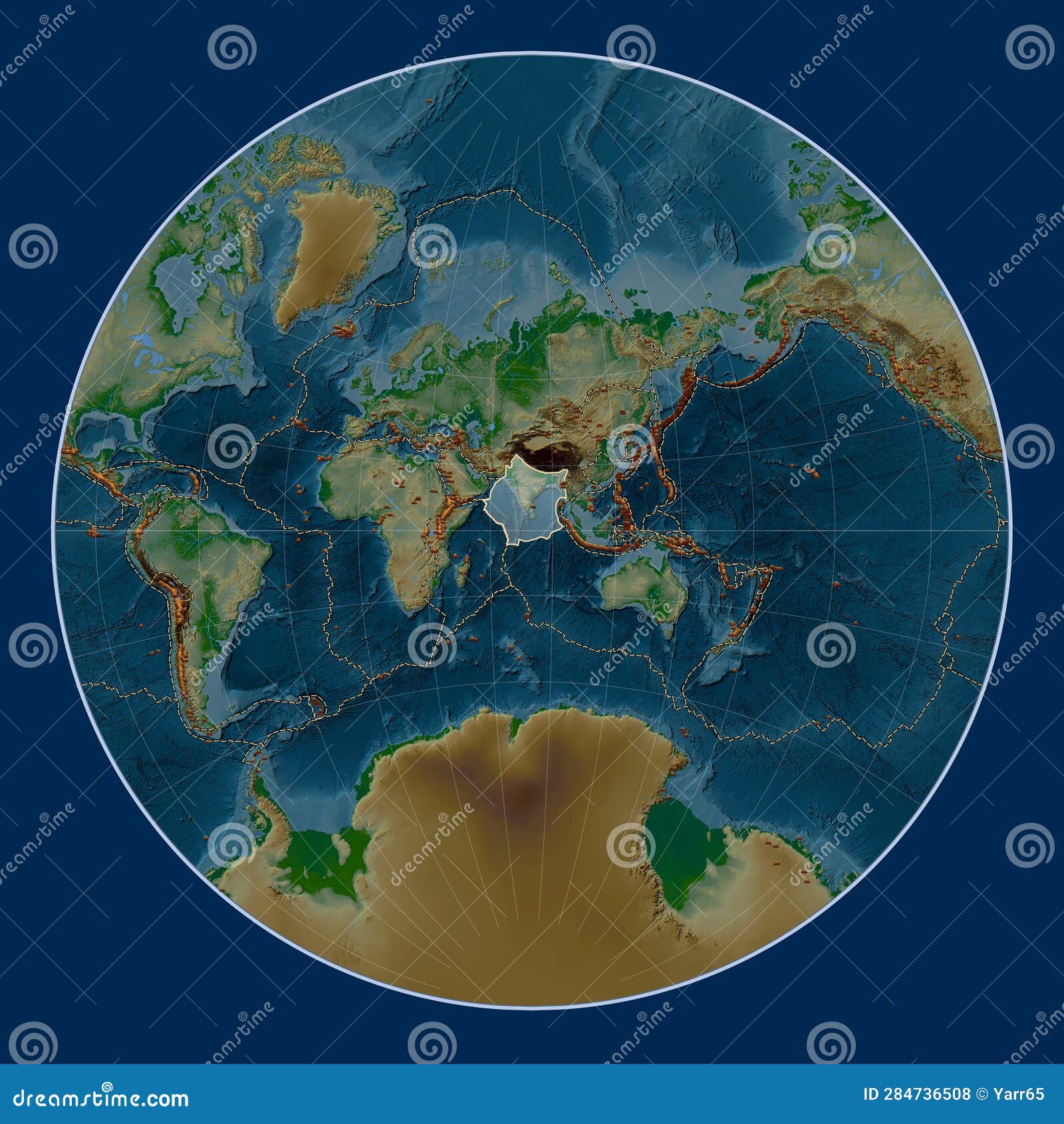 Indian Tectonic Plate. Physical. Lagrange. Volcanoes and Boundar Stock ...