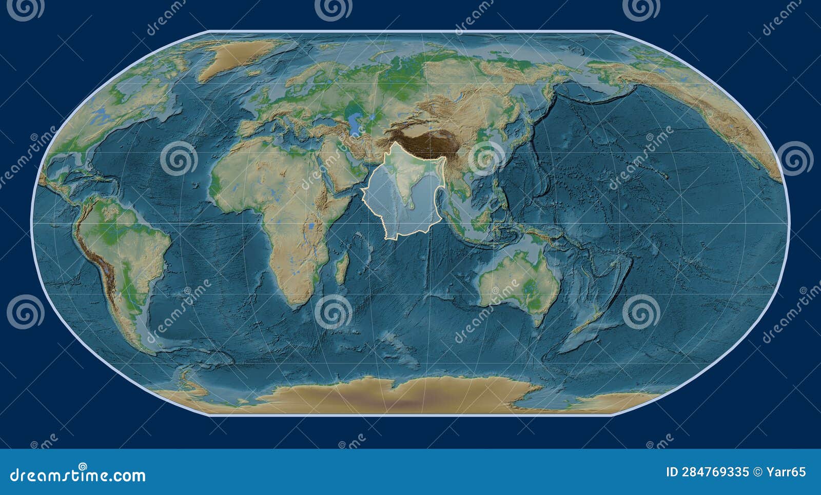 Indian Tectonic Plate. Physical. Robinson. Stock Illustration ...