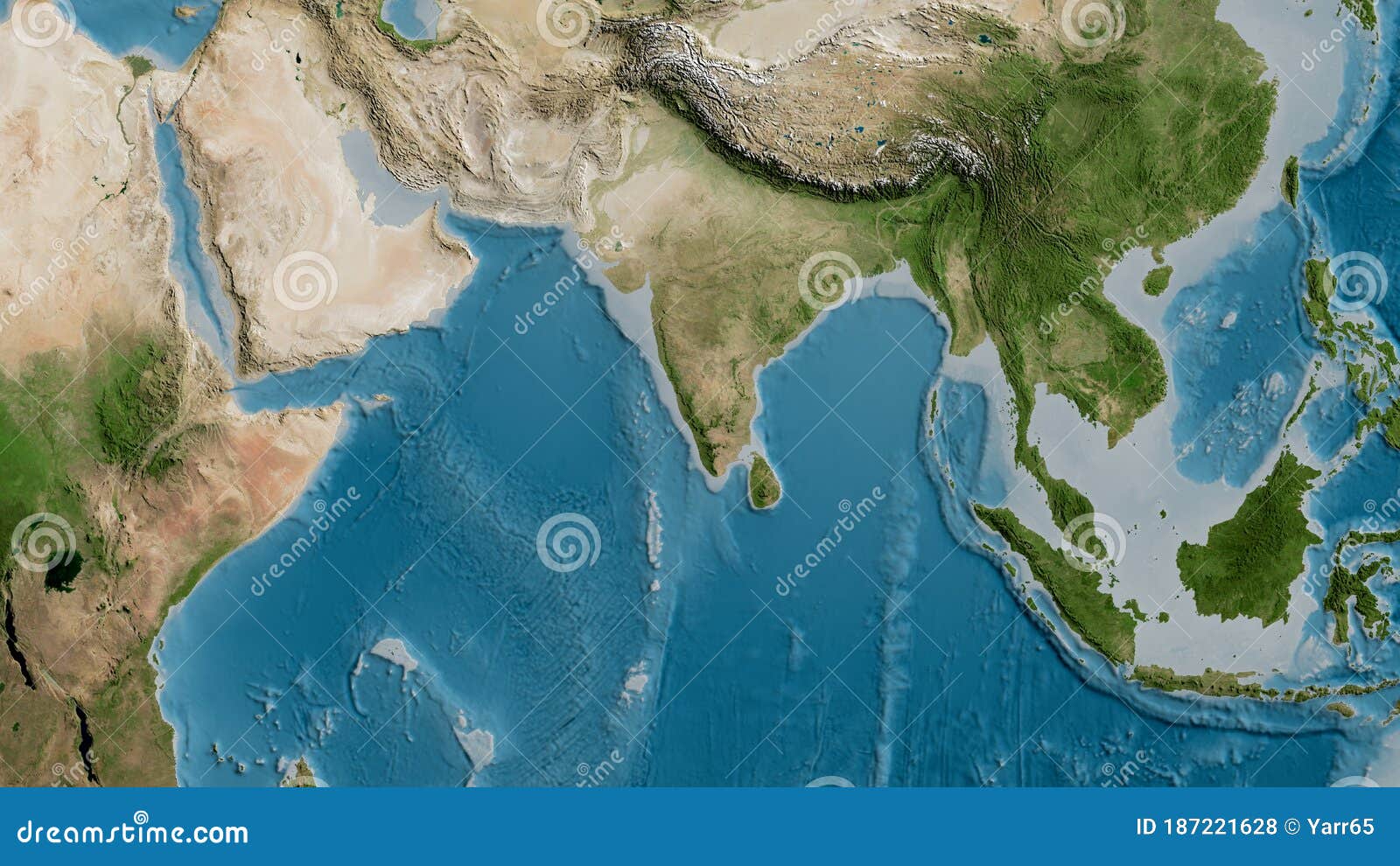Indian Tectonic Plate - Raster. Satellite Stock Illustration ...