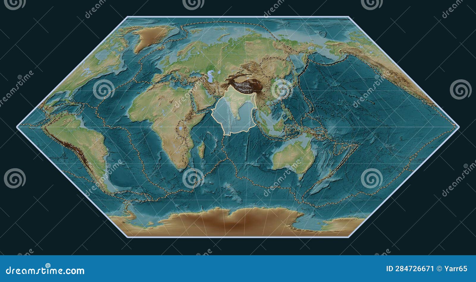 Indian Tectonic Plate. Wiki. Eckert I. Boundaries Stock Illustration ...