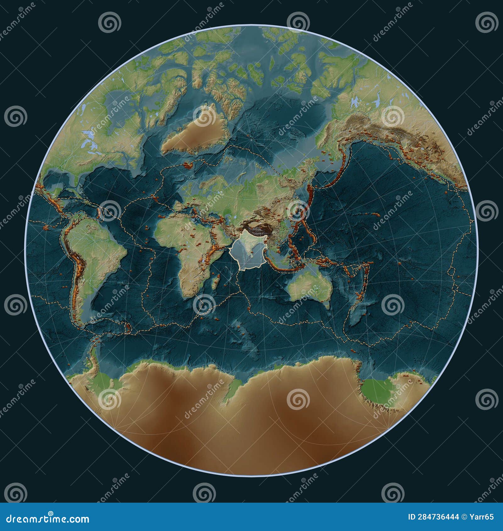 Indian Tectonic Plate. Wiki. Lagrange Oblique. Volcanoes and Bou Stock ...