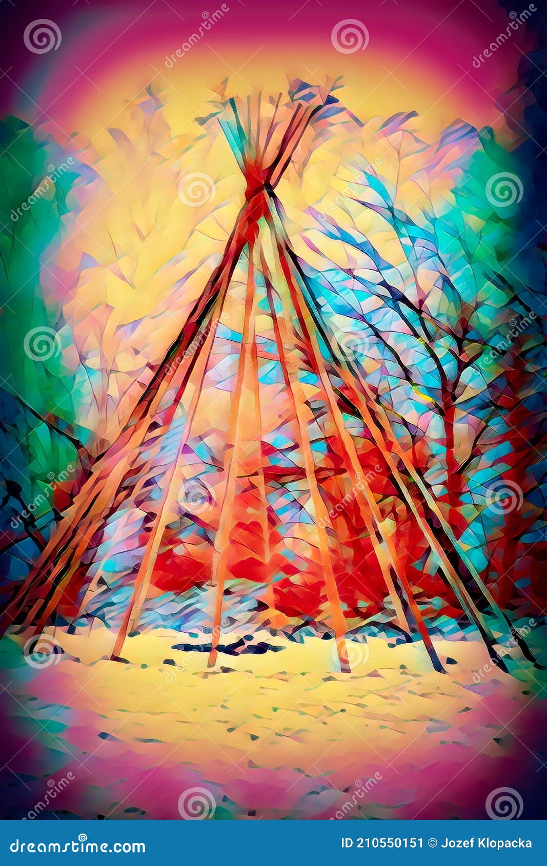 Indian Teepee and Mosaic Structure. Stock Image - Image of color ...