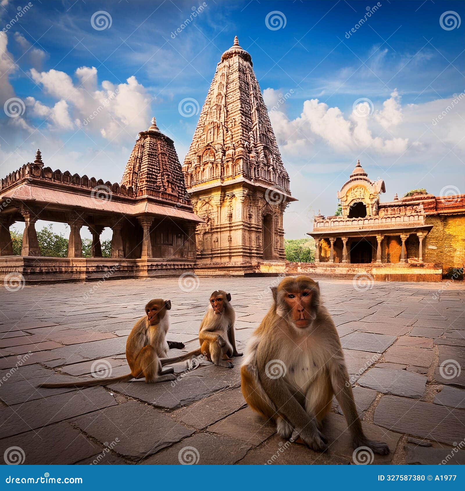 Indian Temple with Monkey, AI Generated Stock Illustration ...