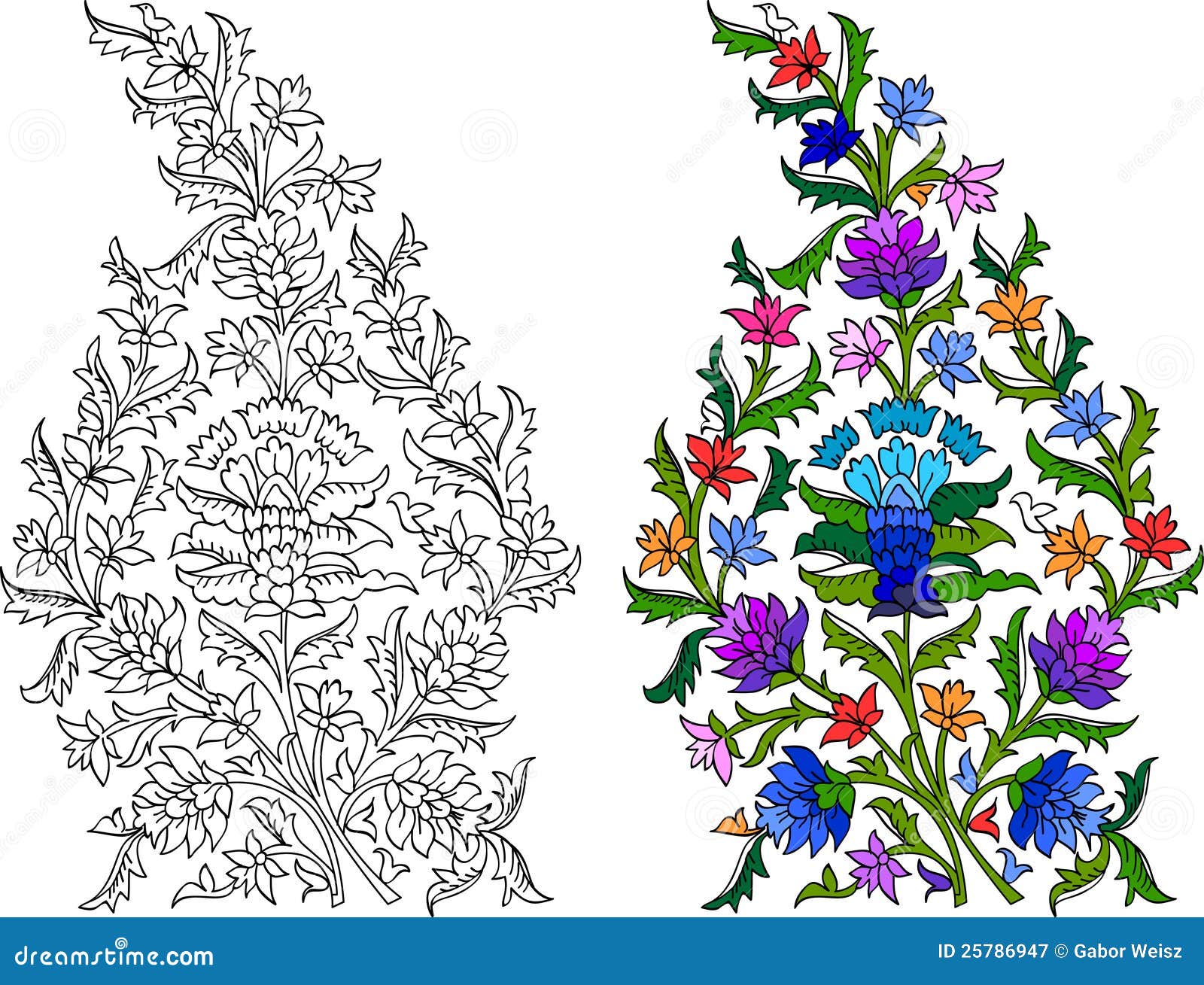 Indian textile motif stock vector. Illustration of color - 25786947