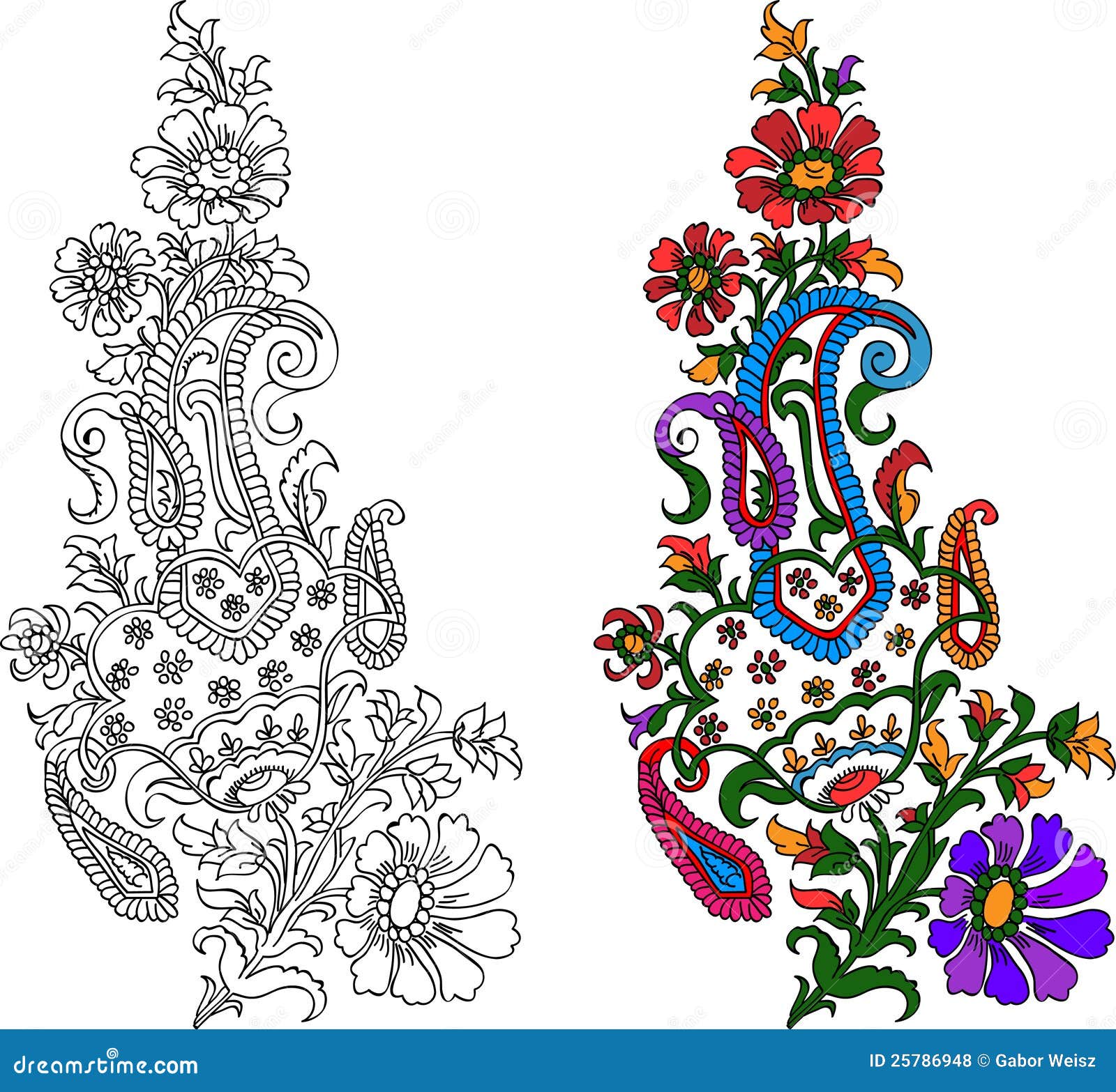 Indian textile motif stock vector. Image of fashion, india - 25786948