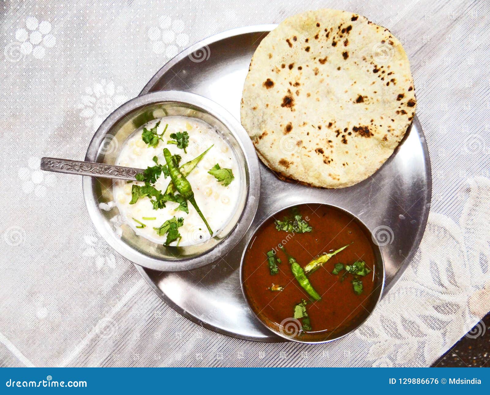 Indian meal stock photo. Image of india, roti, indian - 129886676
