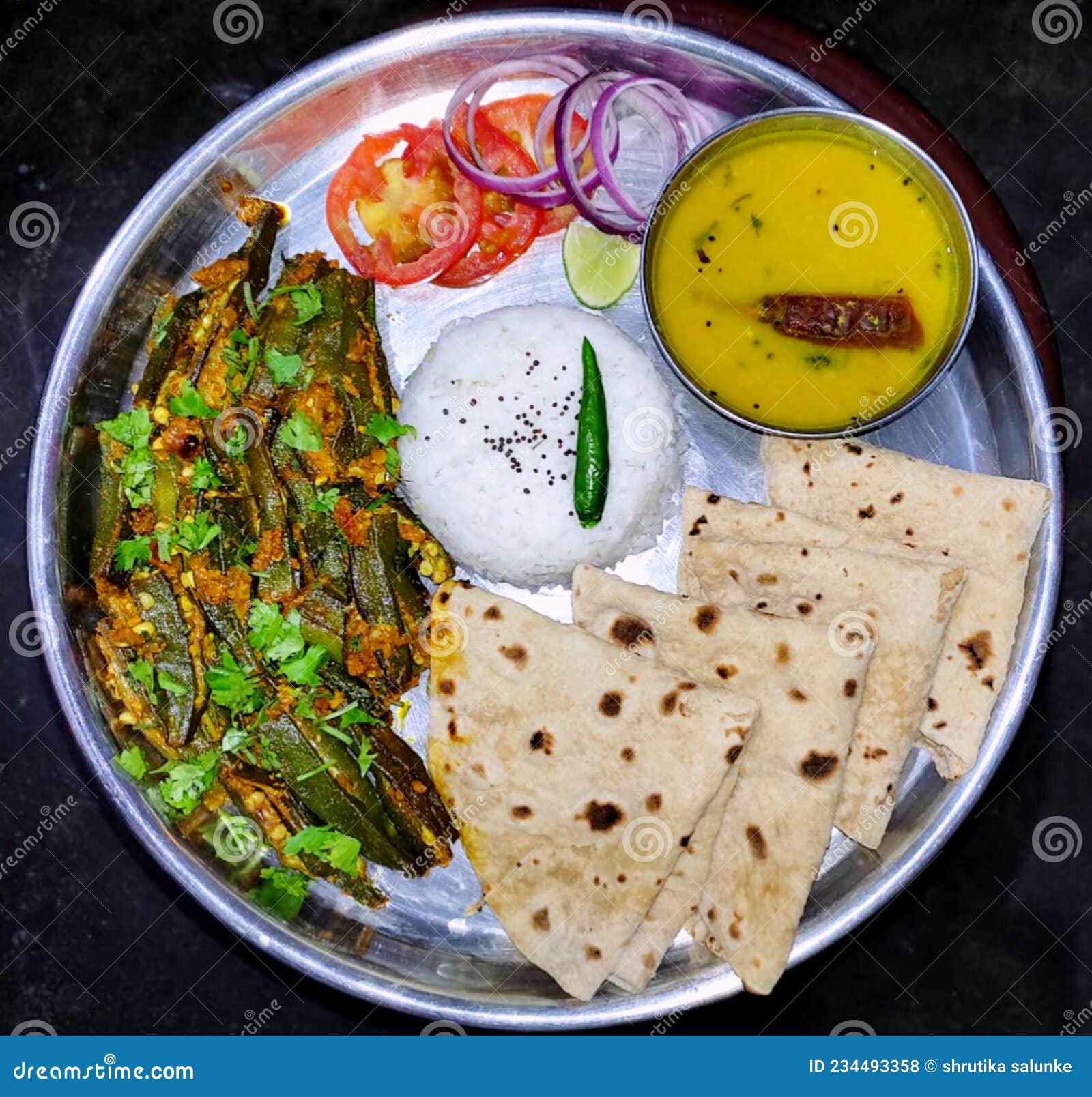 Indian thali homade stock photo. Image of dessert, dish - 234493358