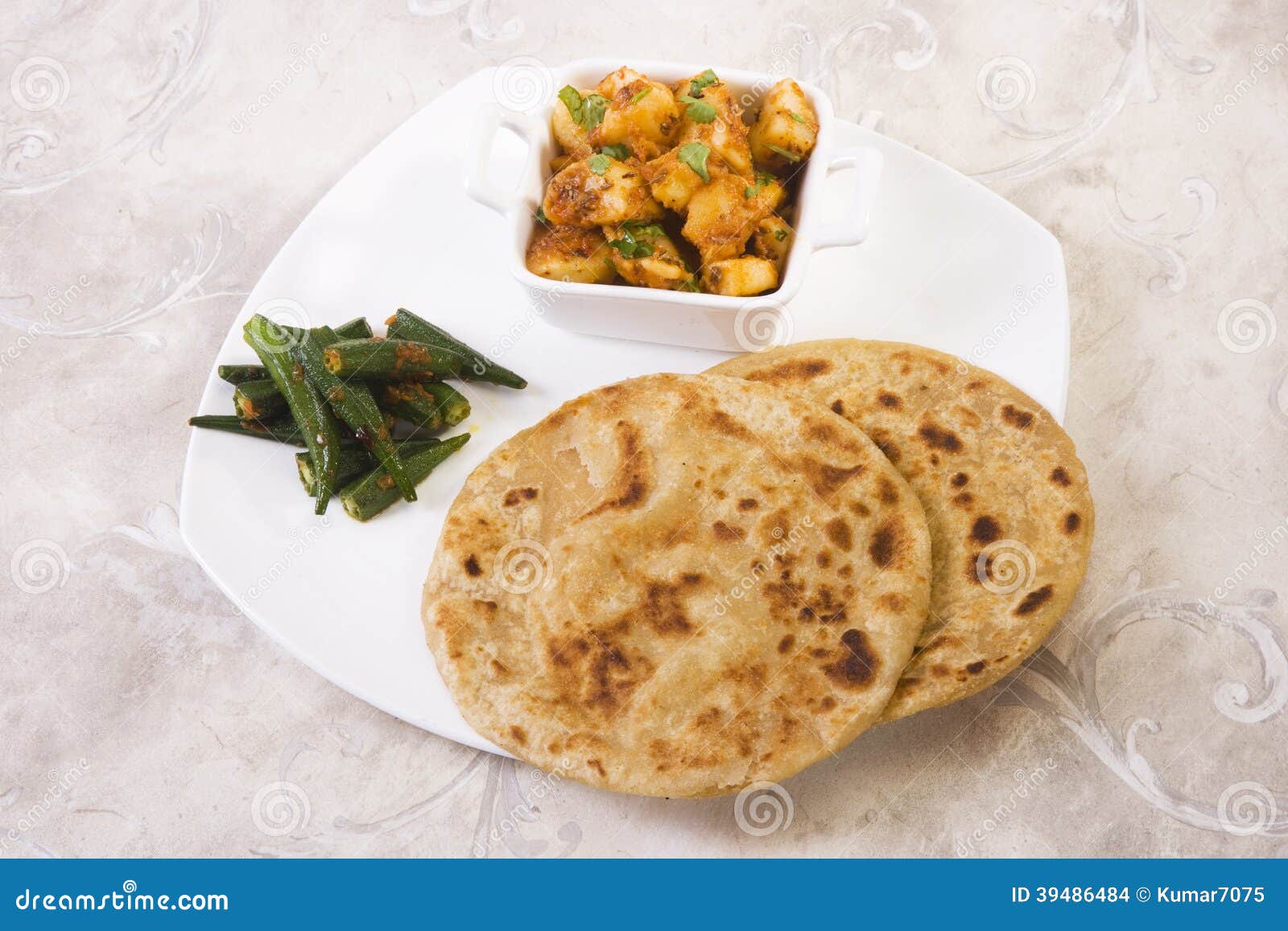 Indian Thali with Masala Bhandi Stock Photo - Image of potato ...