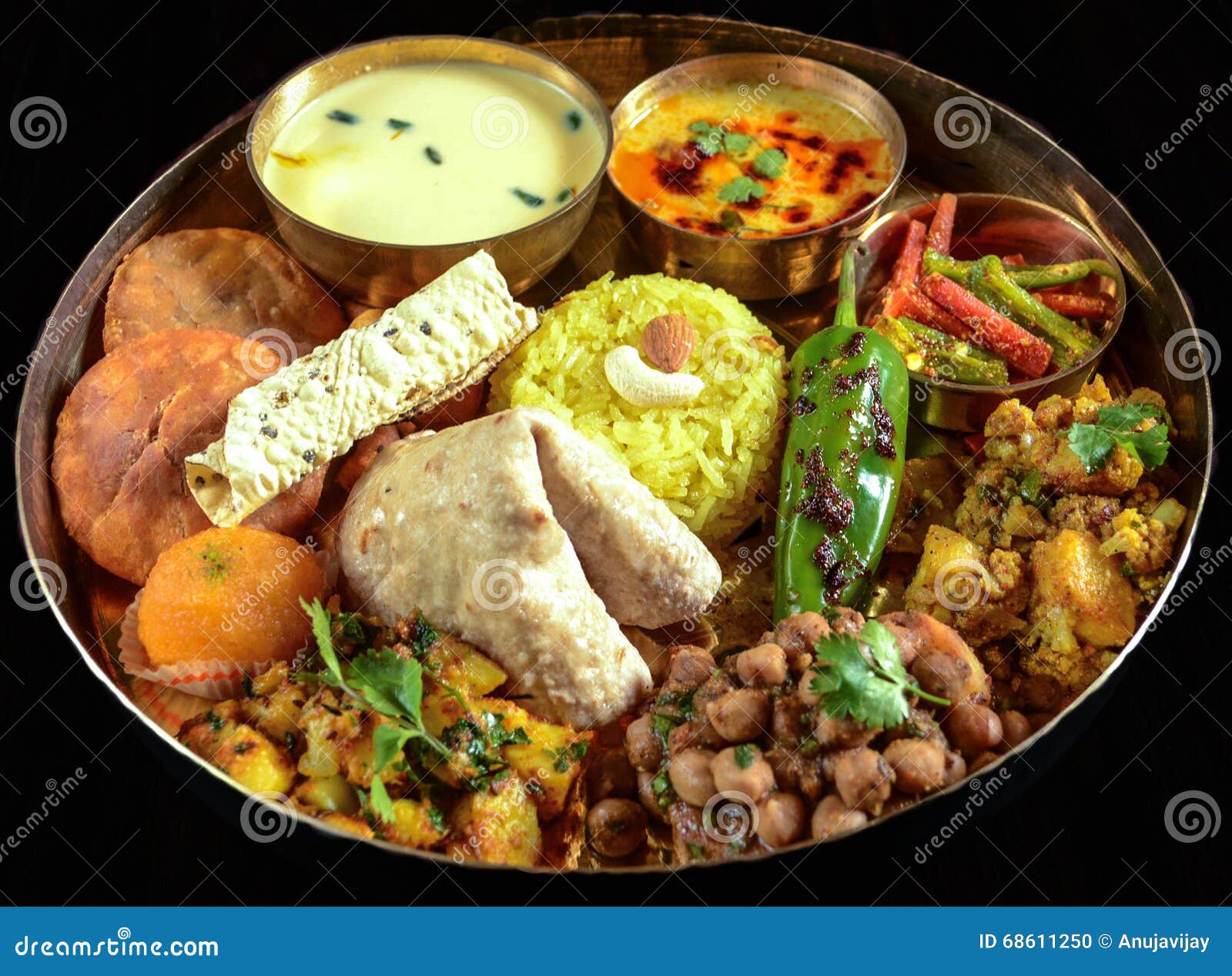 Indian Thali stock photo. Image of india, dinner, curry - 68611250
