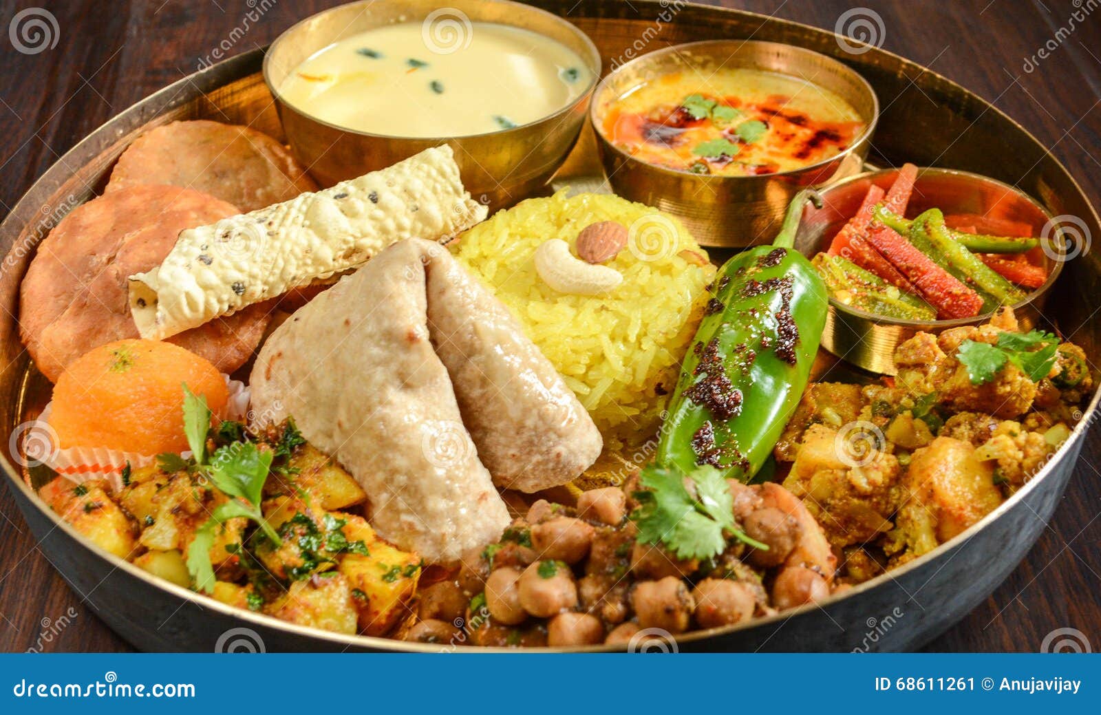 Punjabi Thali - Paratha Flatbread Served With Accompaniments Royalty ...