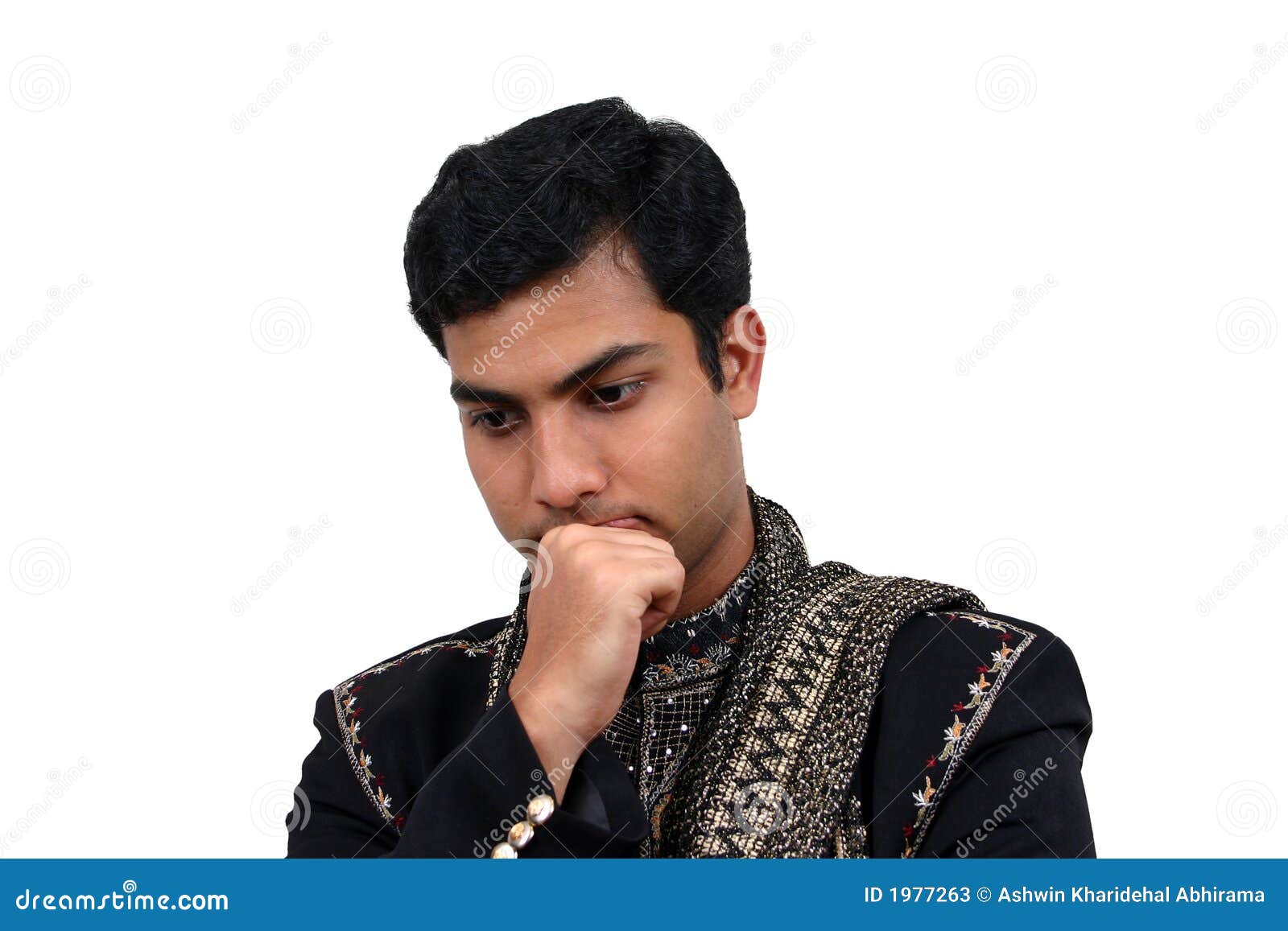 Indian in a thinking pose. stock image. Image of suits - 1977263