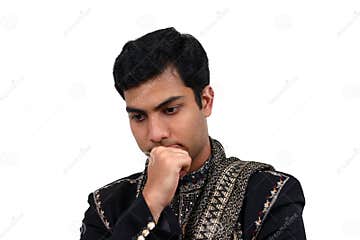 Indian in a thinking pose. stock image. Image of suits - 1977263