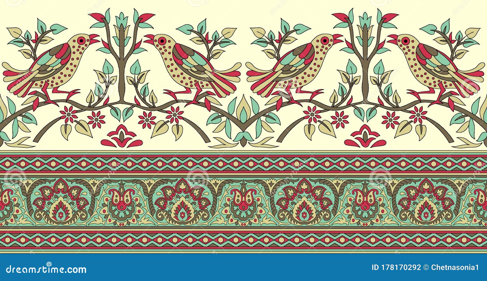 Indian Traditional Digital Design Border Stock Illustration ...