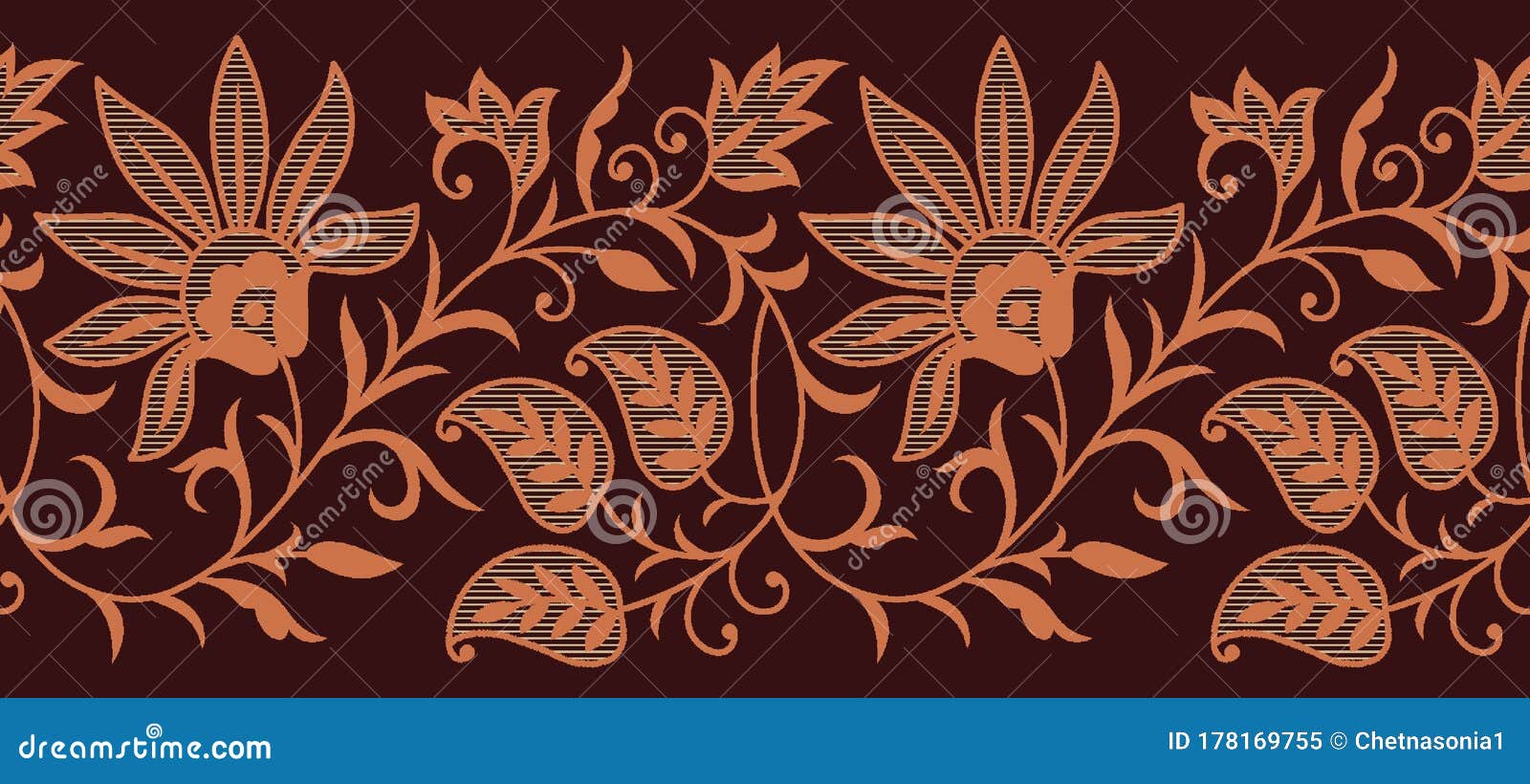 Indian Traditional Flower Motif Border Background Stock Illustration ...