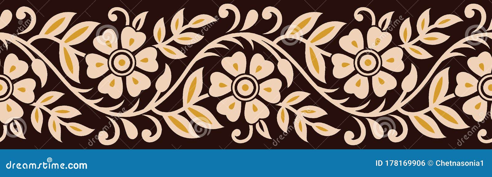 Indian Traditional Flower Motif Border Background Stock Illustration ...