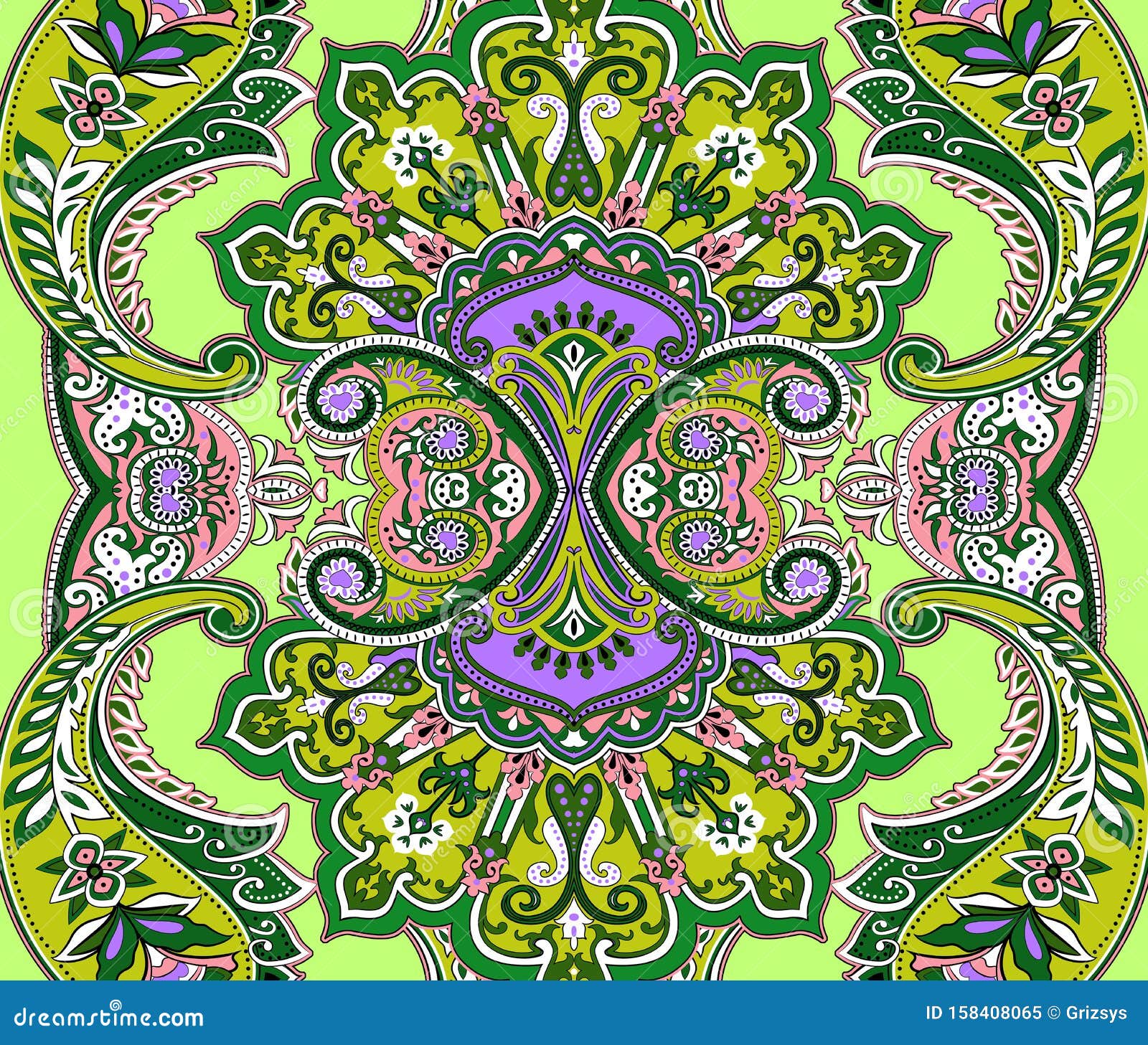 Indian Traditional Paisley Pattern Stock Illustration - Illustration of ...