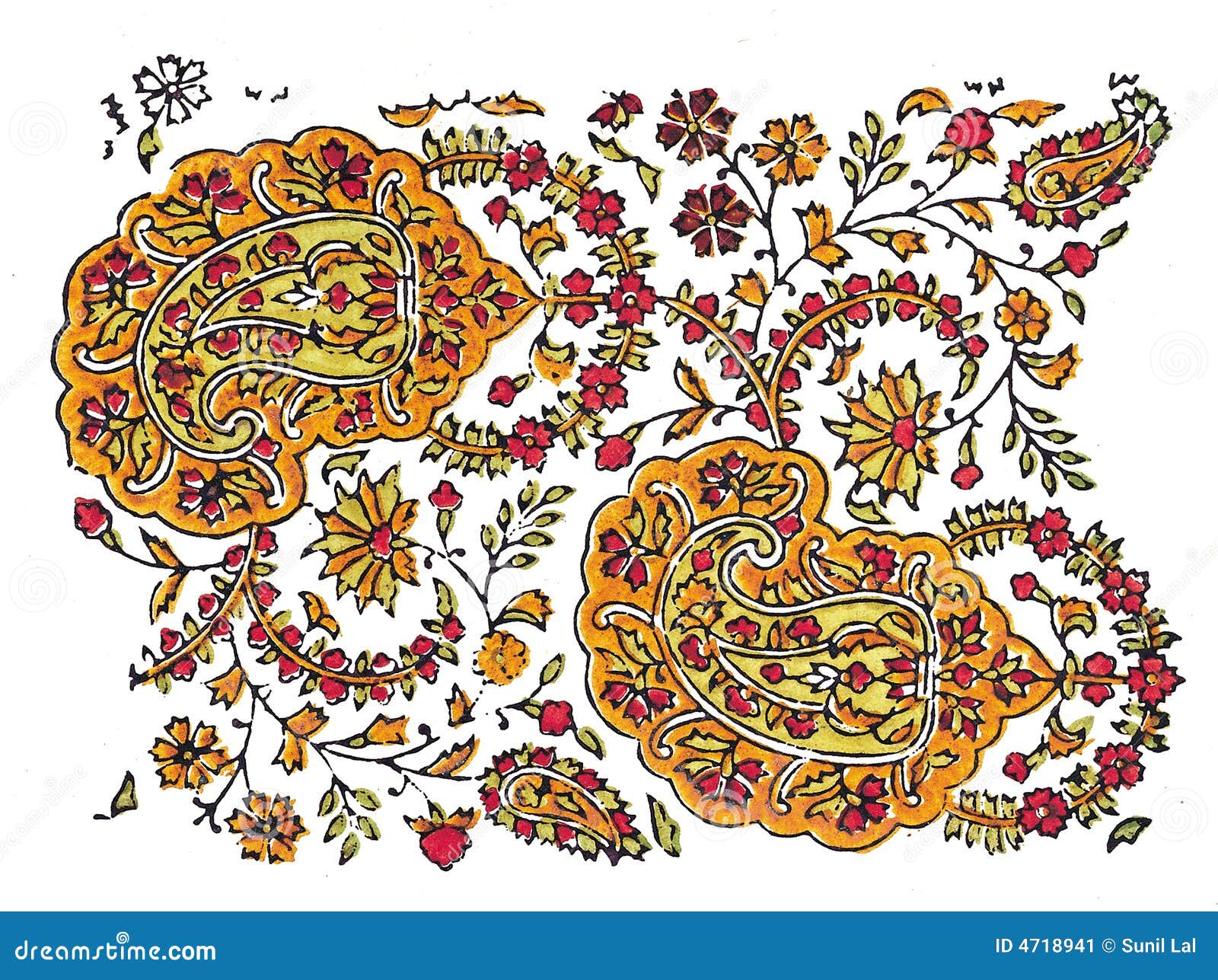 Indian Traditional Textile Des Stock Illustration - Illustration of ...