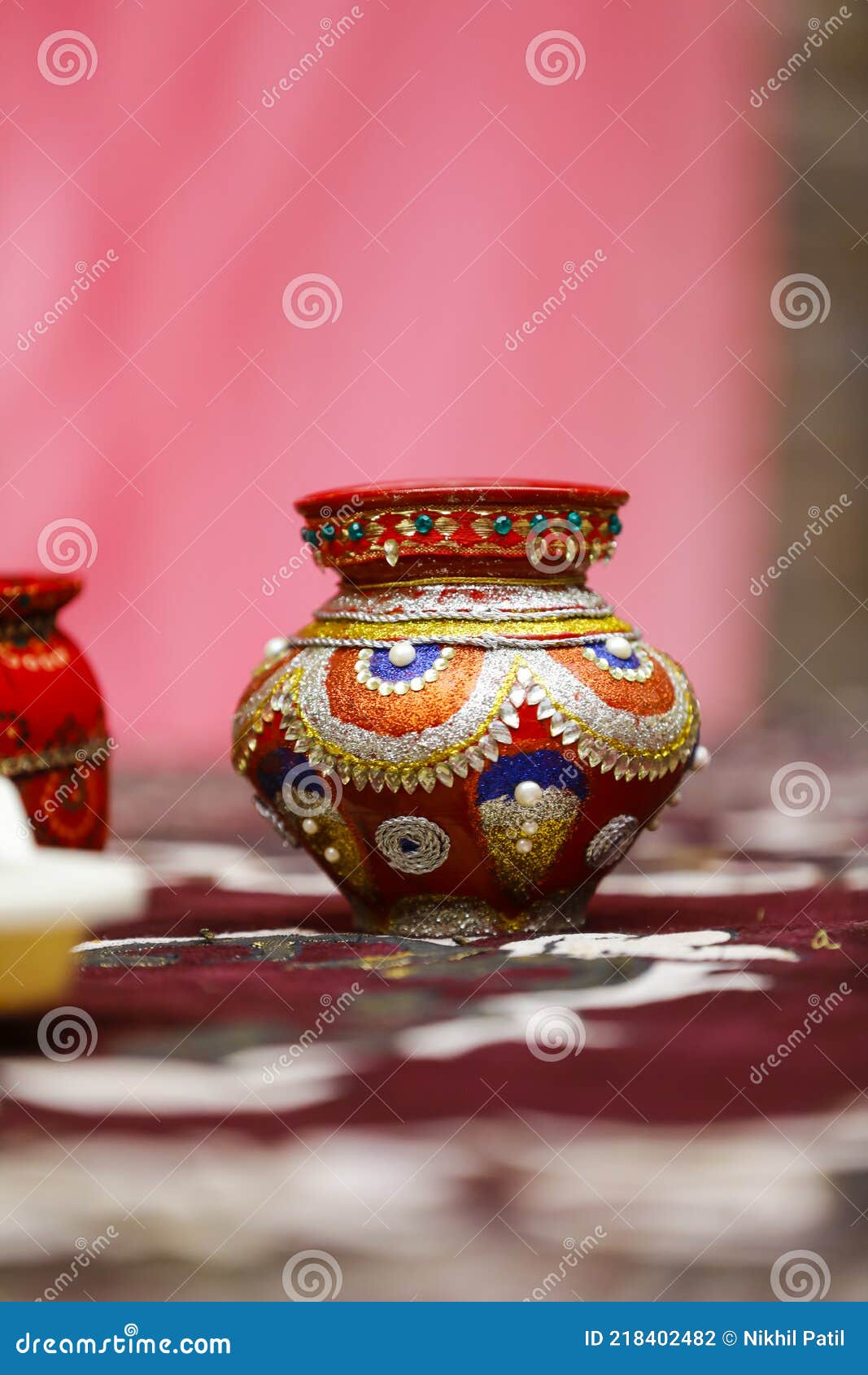 Indian Traditional Wedding Ceremony : Decorative Coper Kalash Stock ...