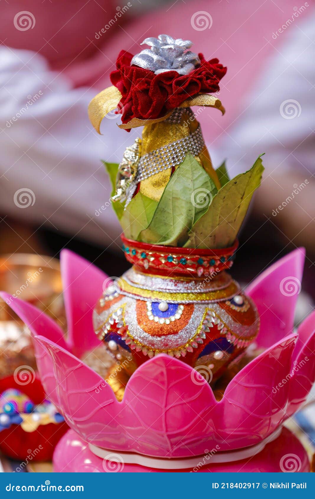 Traditional Kalash Also Know As Kalasam Made With Brass Pot Royalty ...