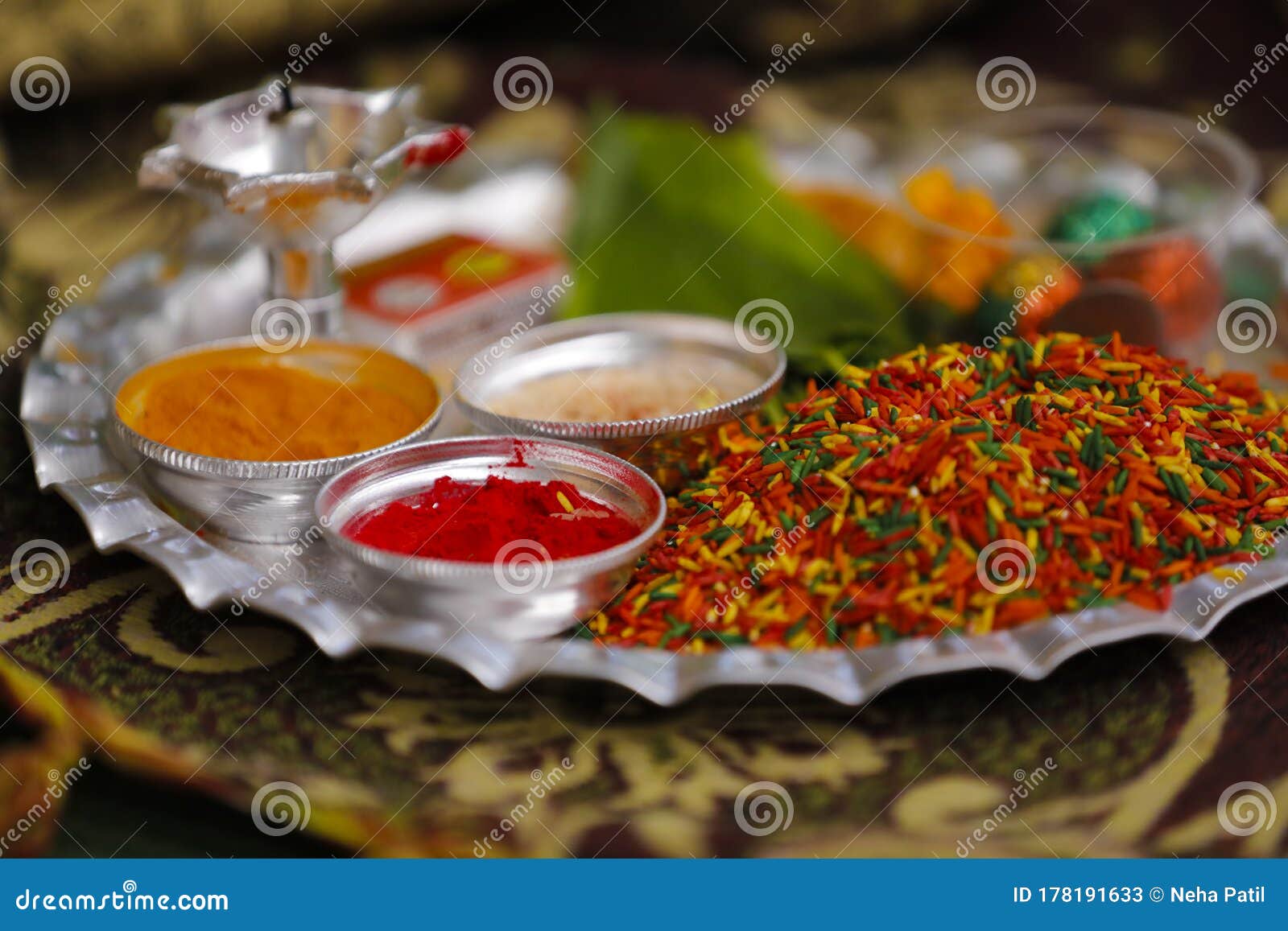 Indian Traditional Wedding Ceremony : Decorative Puja Thali Stock Image ...
