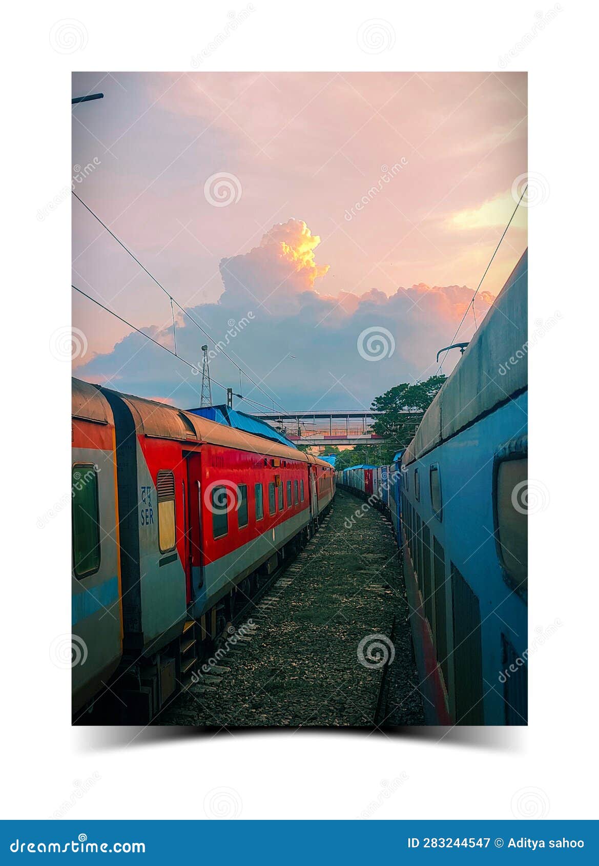Indian Trains with Beautiful Sky in Background Stock Image - Image of ...