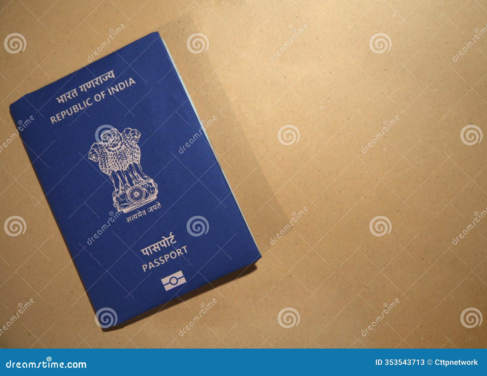 Indian Traveling Document Placed on Brown Surface Backdrop with Space ...