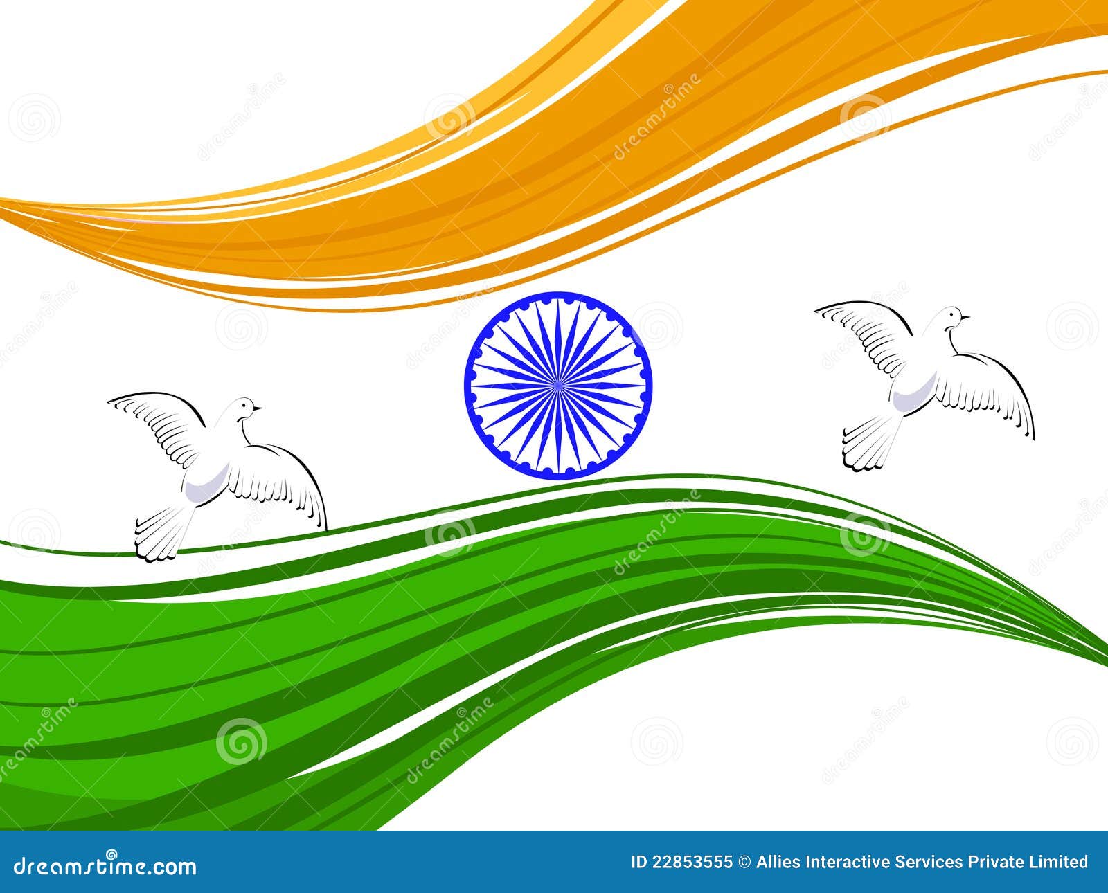 Indian Tricolor Flag With Flying Pigeons. Stock Vector - Illustration ...