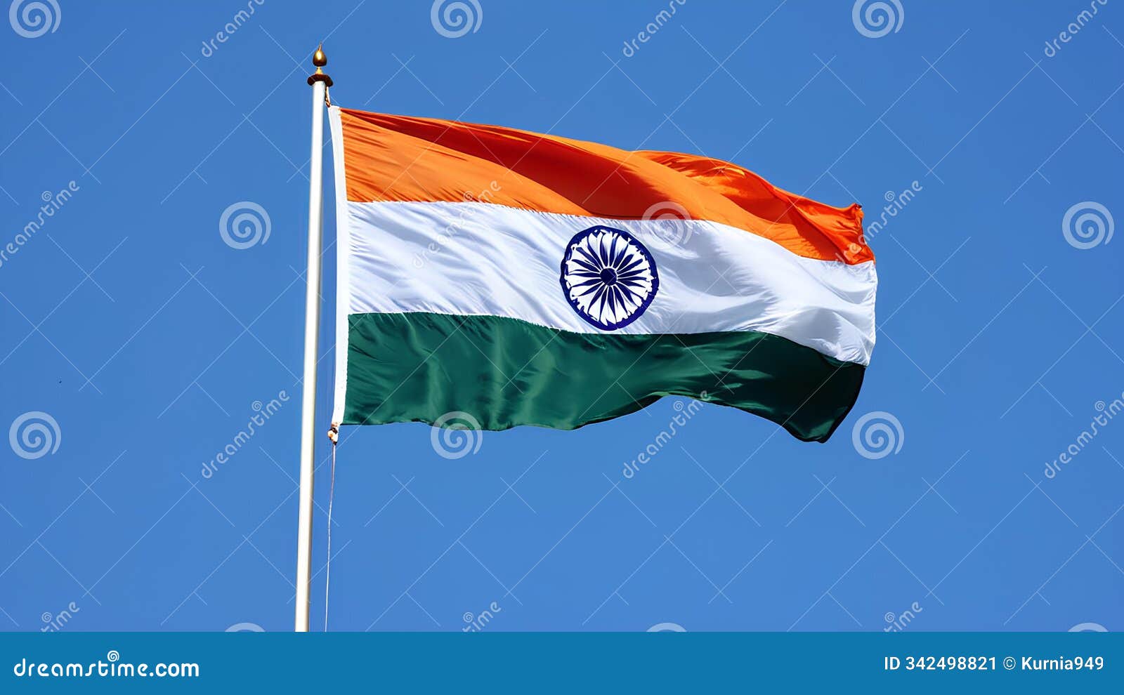 Indian Tricolor Flag Waves Gracefully Under a Cloudless Sky ...