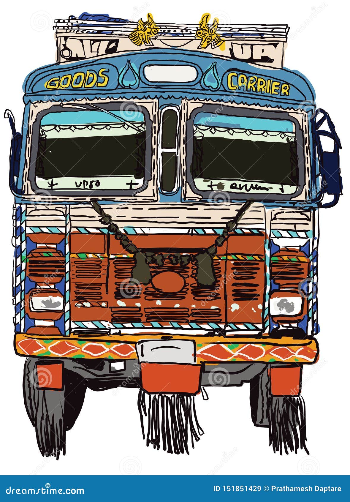 Indian Truck Front Vector Illustration for Designs Stock Vector ...