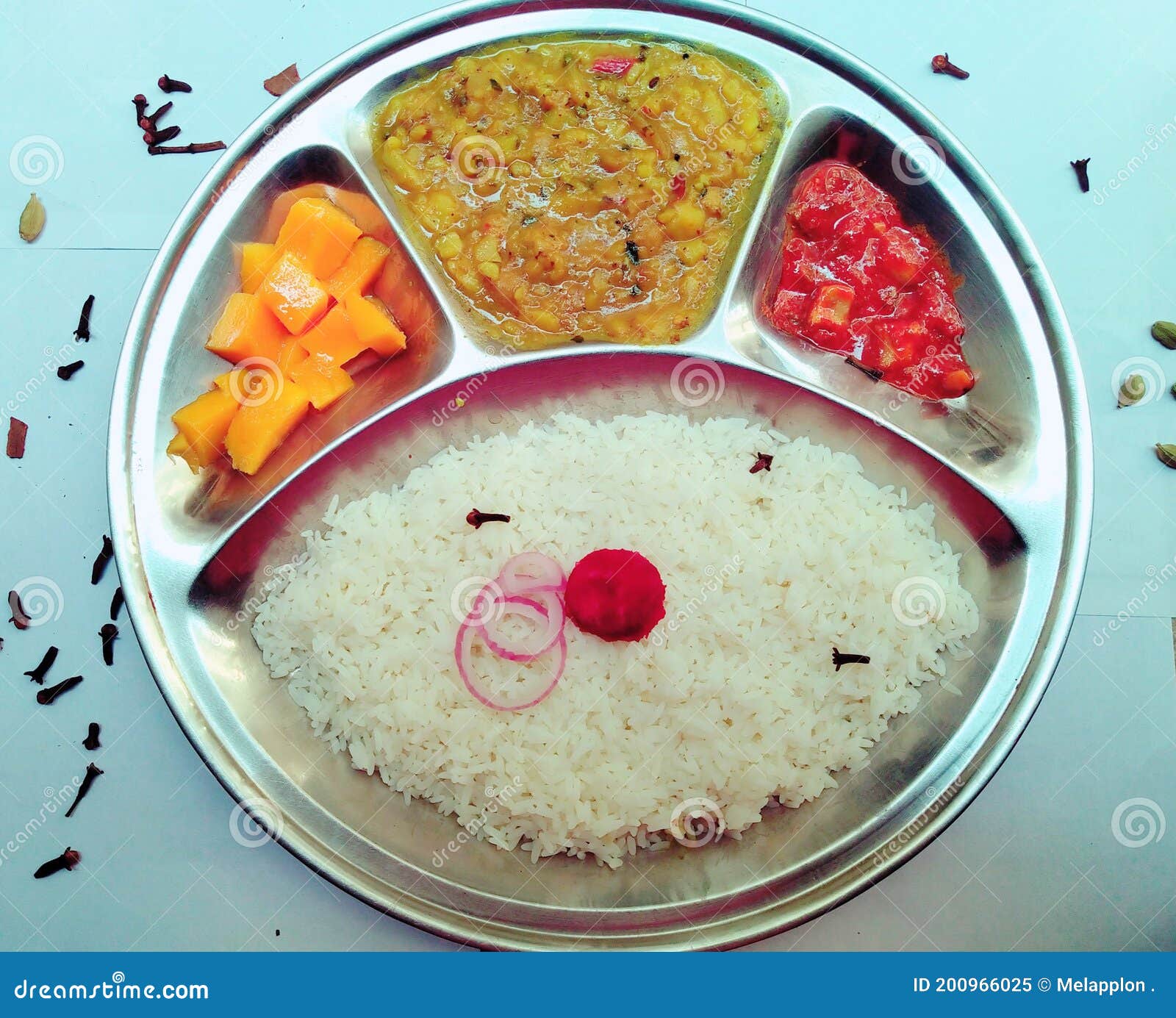 Indian typical thali stock image. Image of indian, mango - 200966025