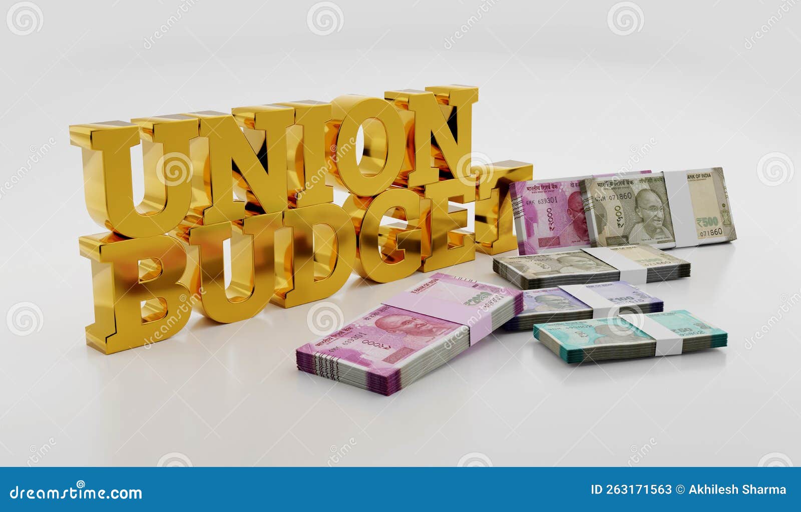 Indian Union Budget Concept with INR Rupee Notes - 3D Illustration ...