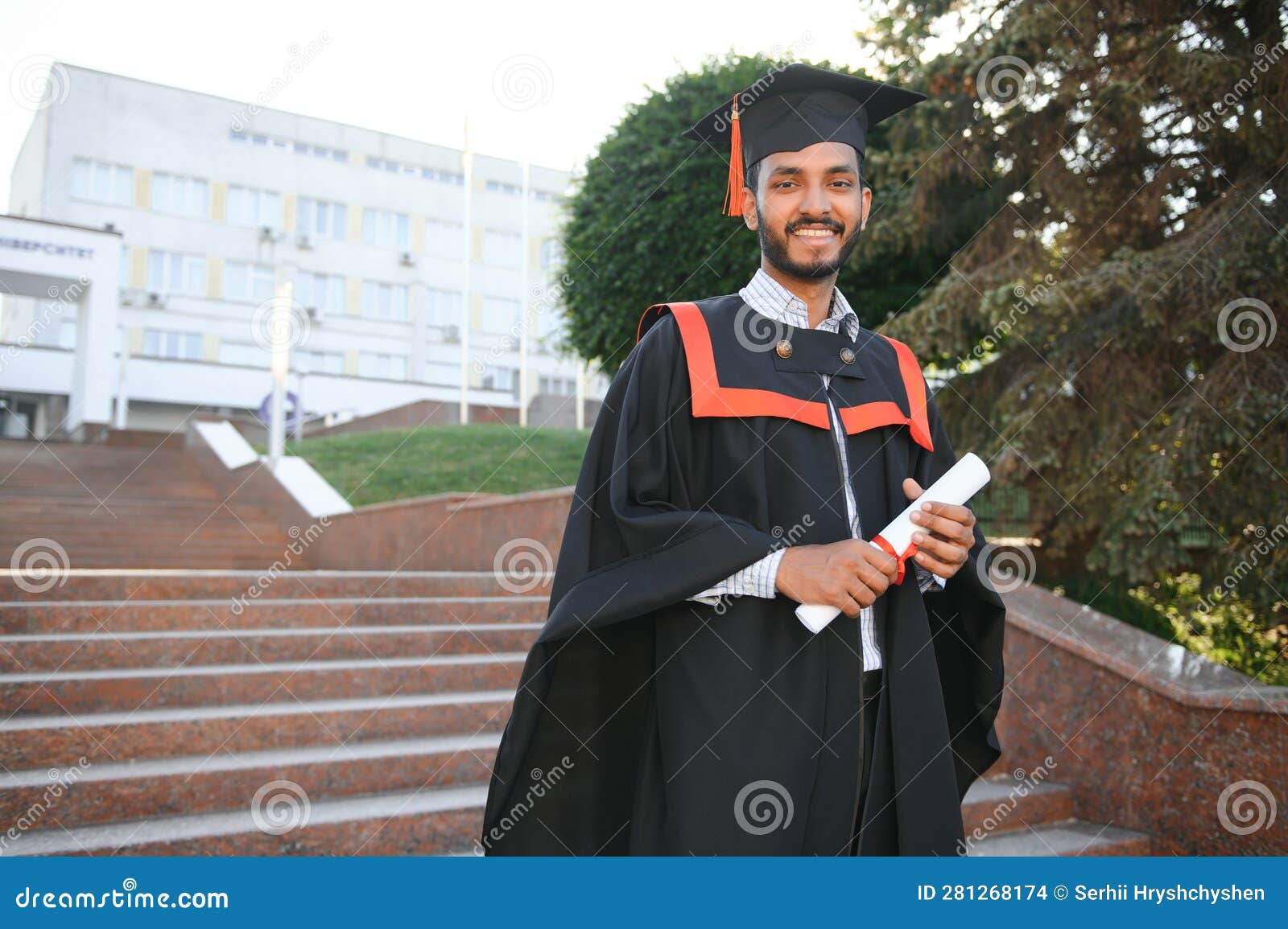 Indian University Male Student Celebrating Graduation Stock Photo ...