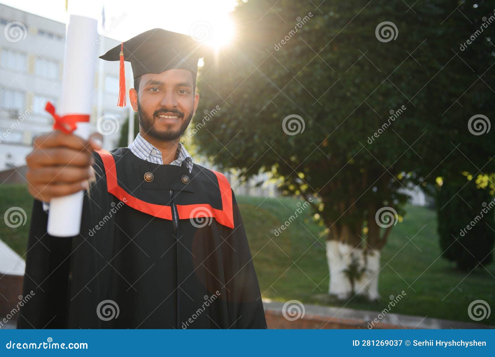 Indian University Male Student Celebrating Graduation Stock Image ...