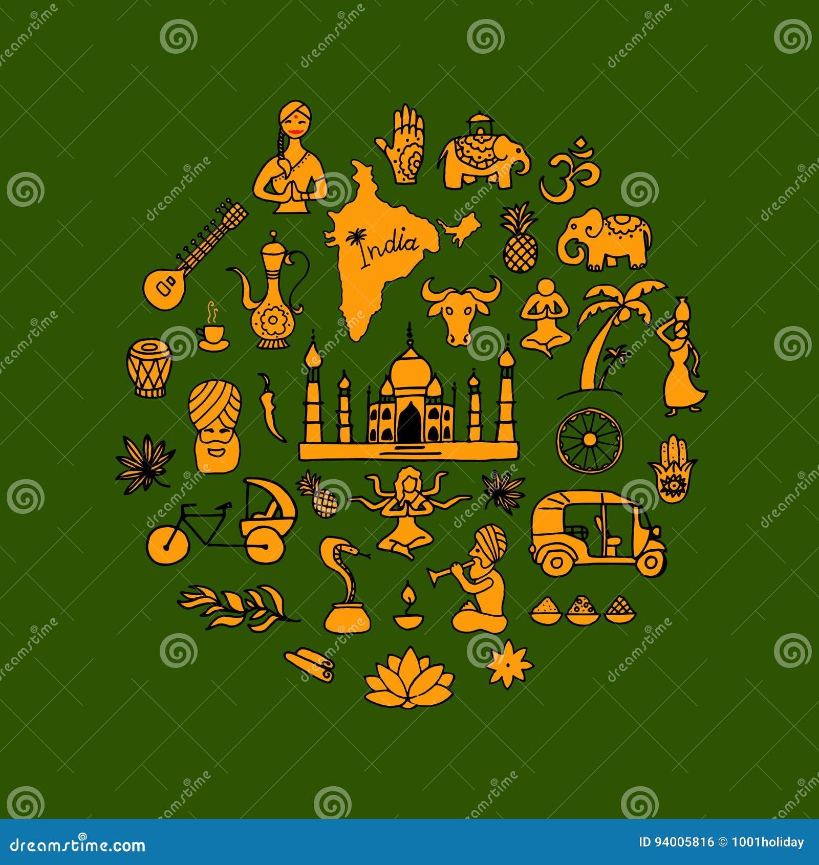 Indian Vector Icons Circle Set Stock Vector - Illustration of cobra ...