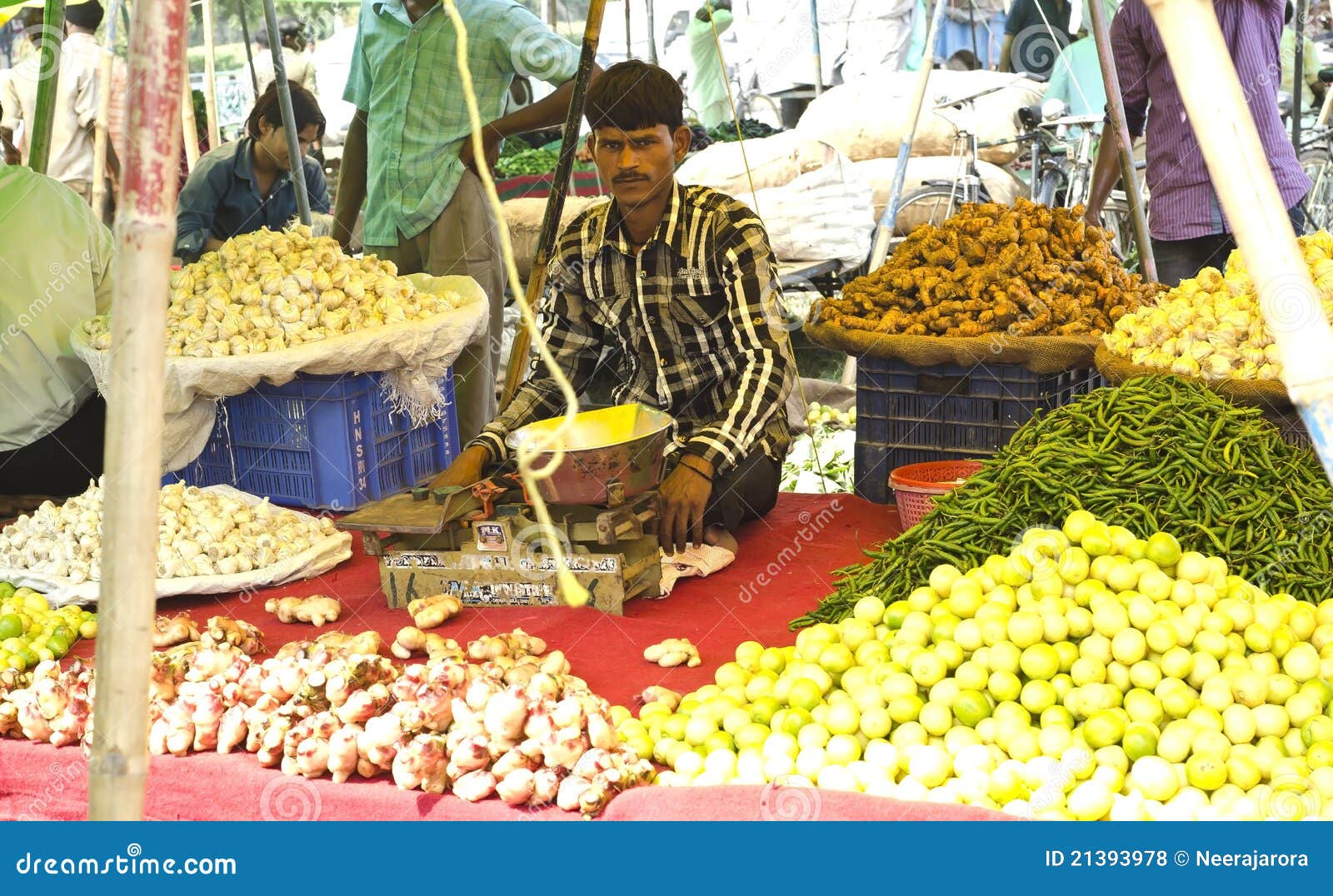 Indian vegetable vendor editorial stock photo. Image of market - 21393978