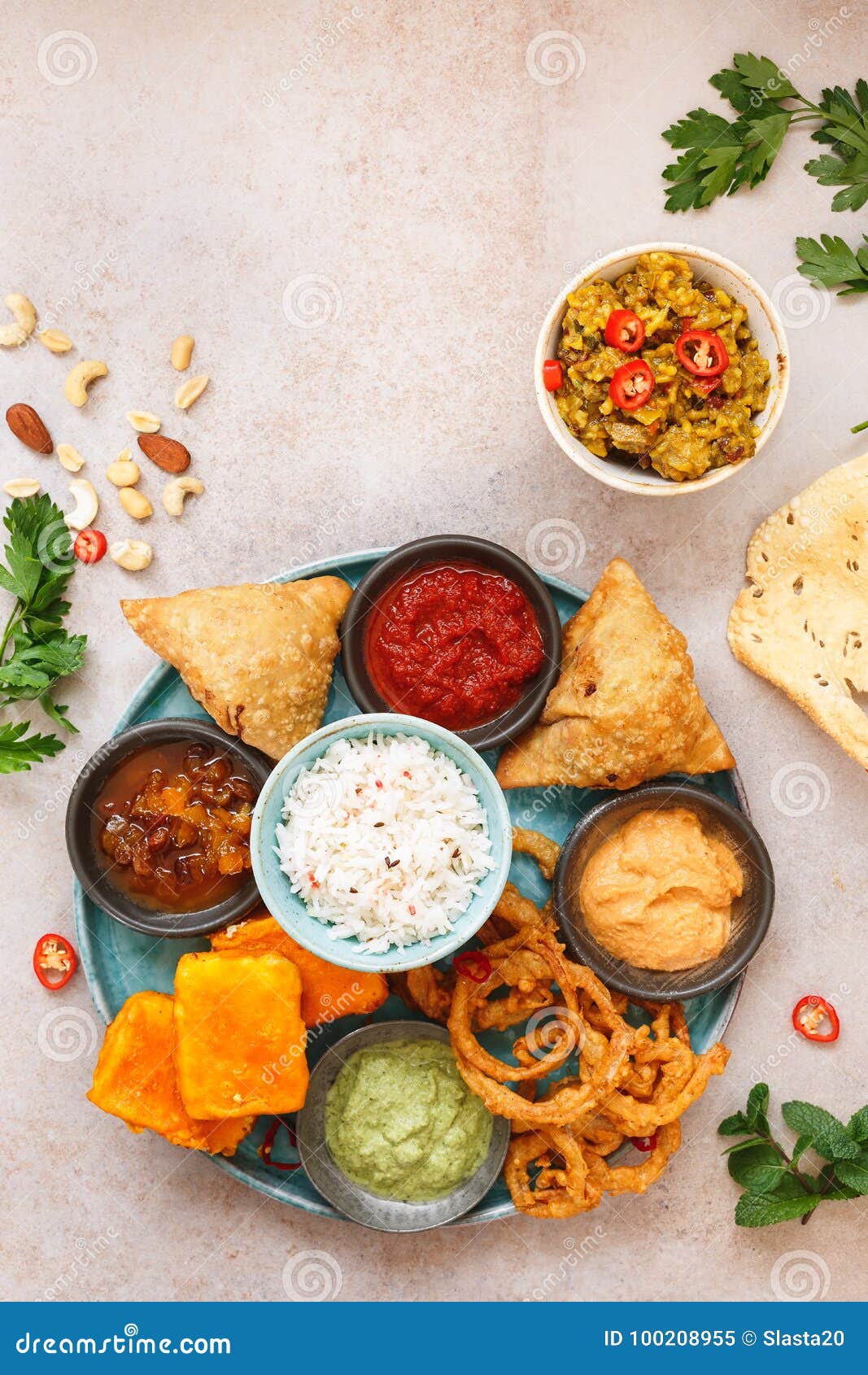 Veg Thali Or Vegetarian Indian Food Plate With Roti Or Flat Bread ...